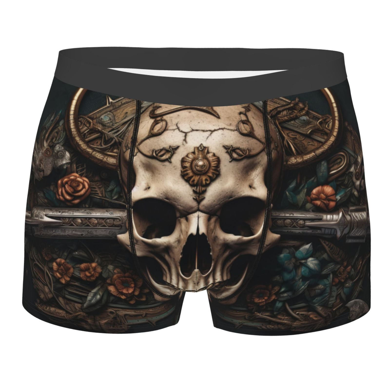 JUNZAN Metal Style Horned Skull Mens Underwear Boxer Briefs for Men’s ...