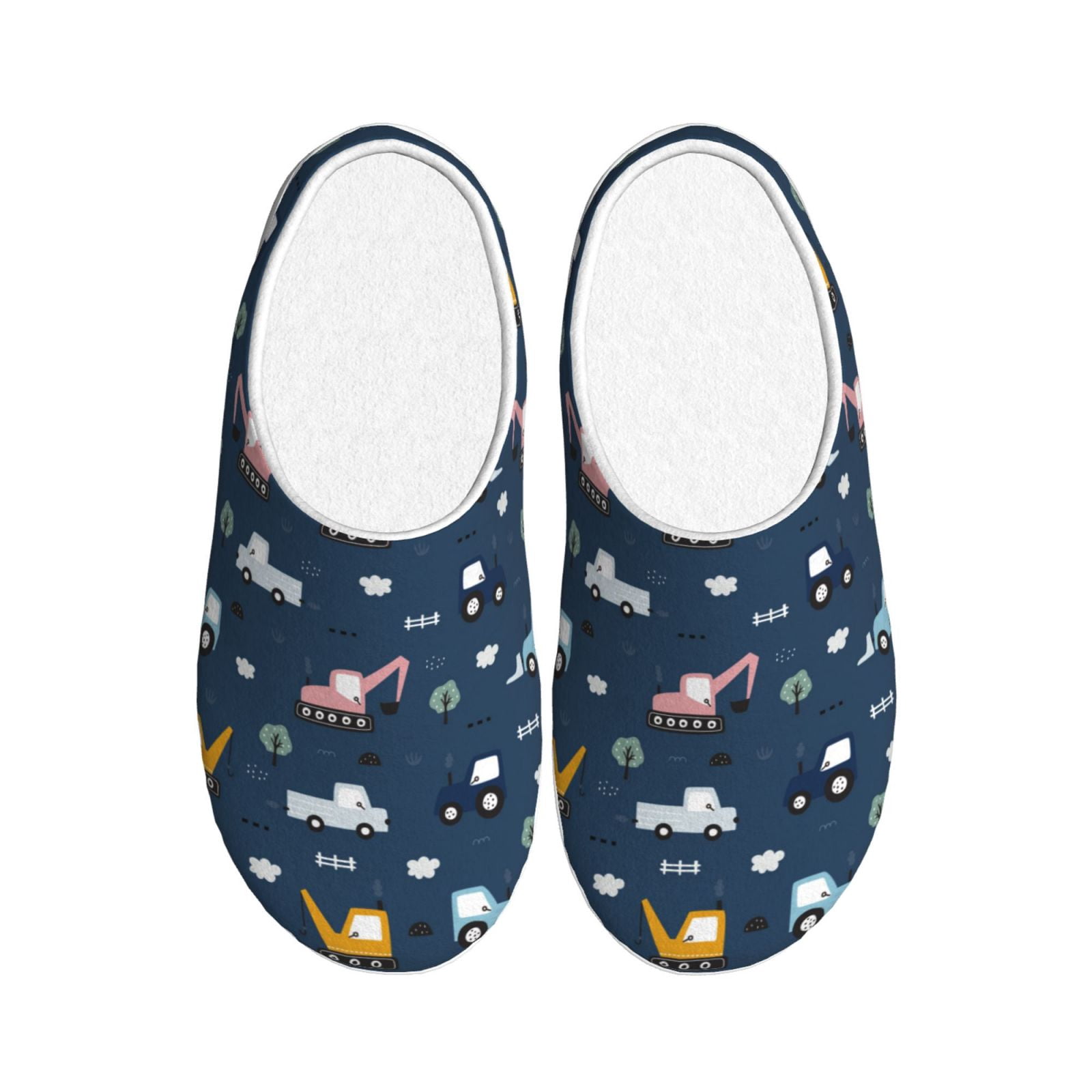 JUNZAN Modern Modern Excavator Print Cozy Slippers for Men& Women,Fuzzy ...