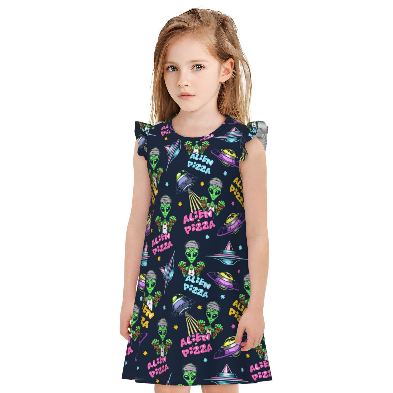JUNZAN Monster Pizza Print Girls Nightgown Pajamas - Soft Toddler ...