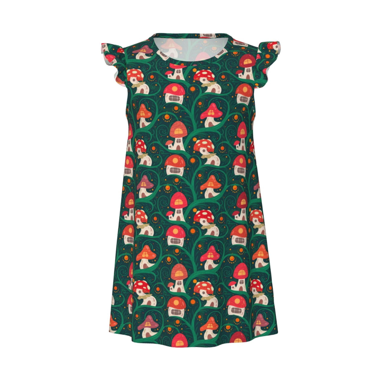 JUNZAN Mushroom House Print Girls Nightgown Pajamas - Soft Toddler ...