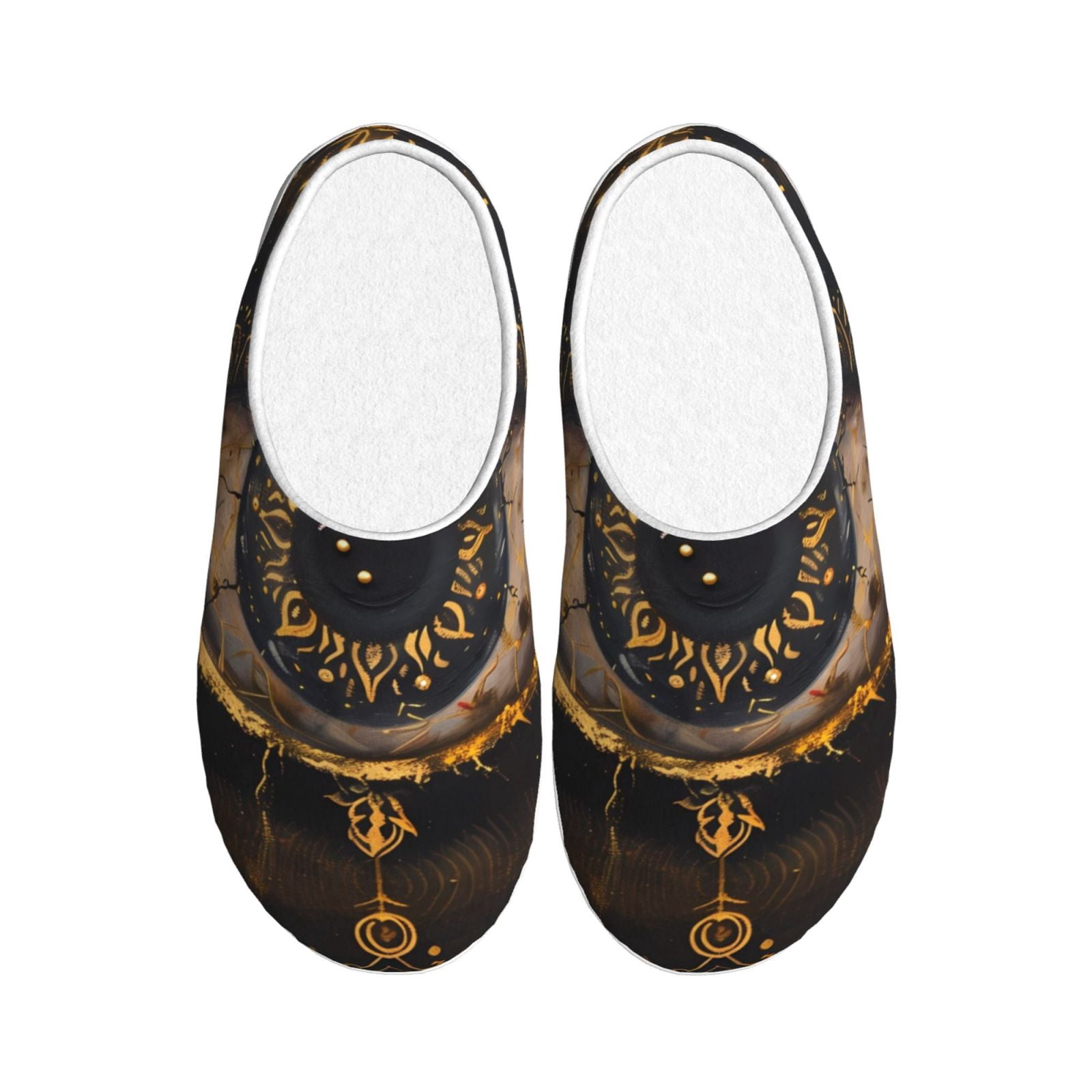 JUNZAN Mystical Golden Eye Print Cozy Slippers for Men& Women,Fuzzy ...
