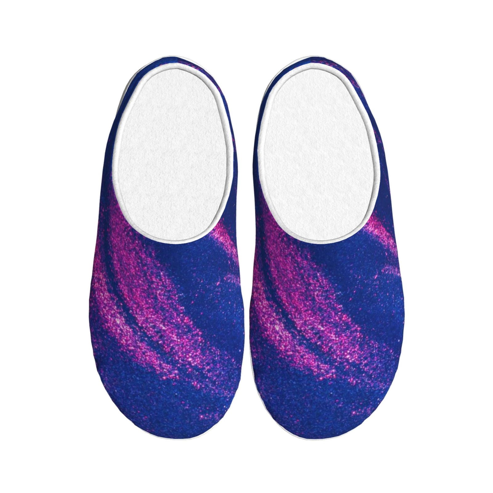 JUNZAN Neon Gradient Blue Print Cozy Slippers for Men& Women,Fuzzy Slip ...