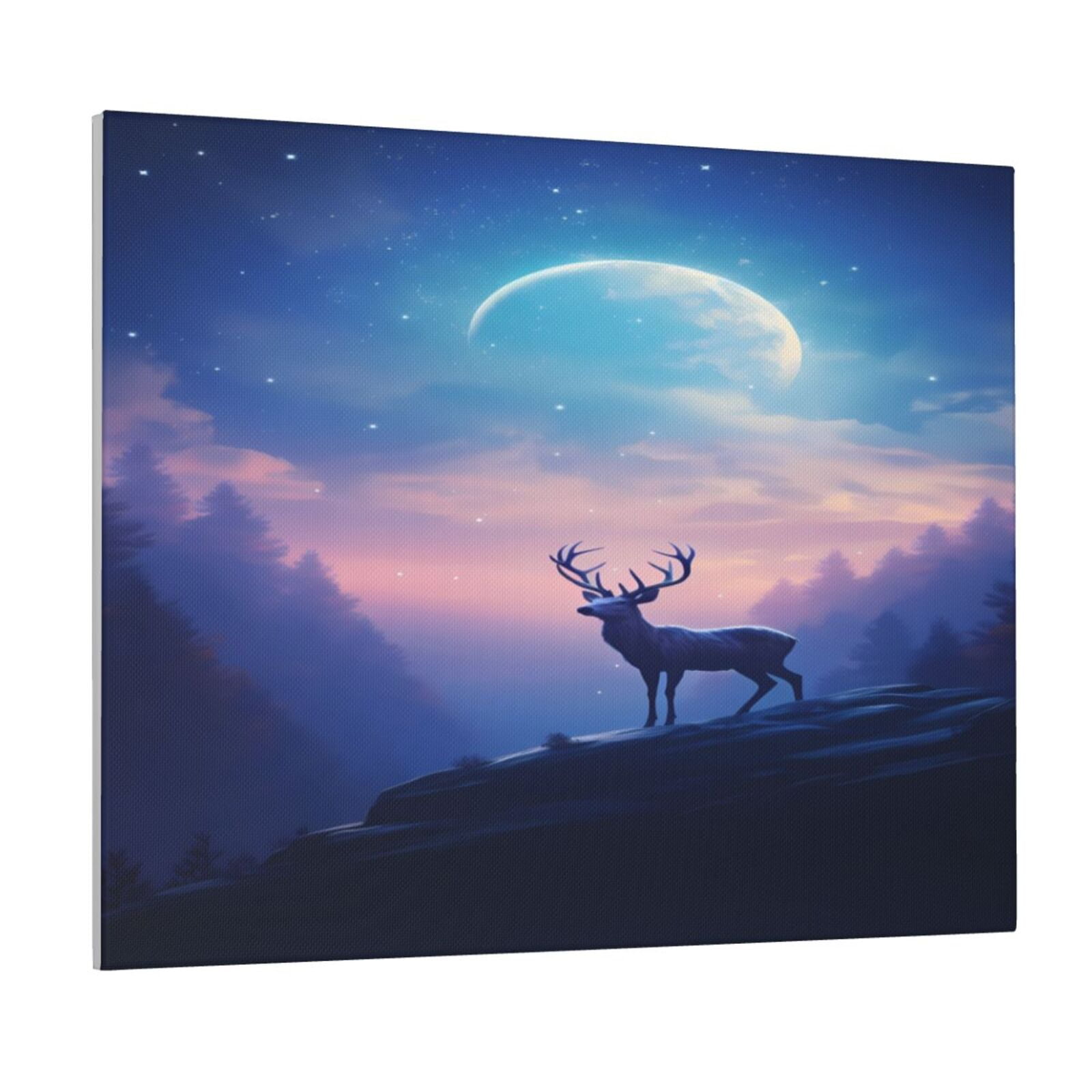 JUNZAN Night Sky Elk Pattern Canvas Art Wall Decor,Canvas Wall Art ...