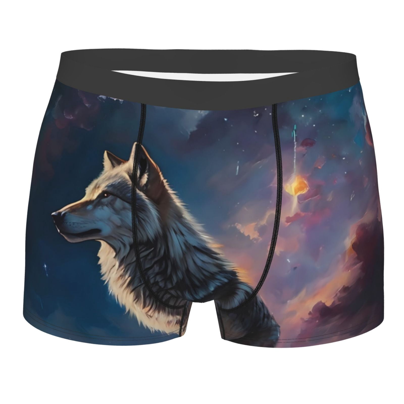 JUNZAN Night Sky Wolf Mens Underwear Boxer Briefs for Men’s - Medium ...