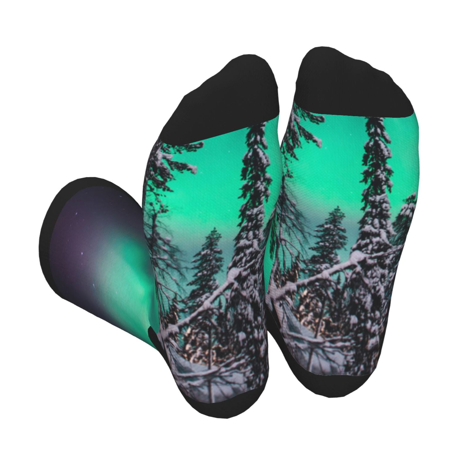 JUNZAN Northern Lights 2 Design Fun Novelty Knee Warmer High Socks ...