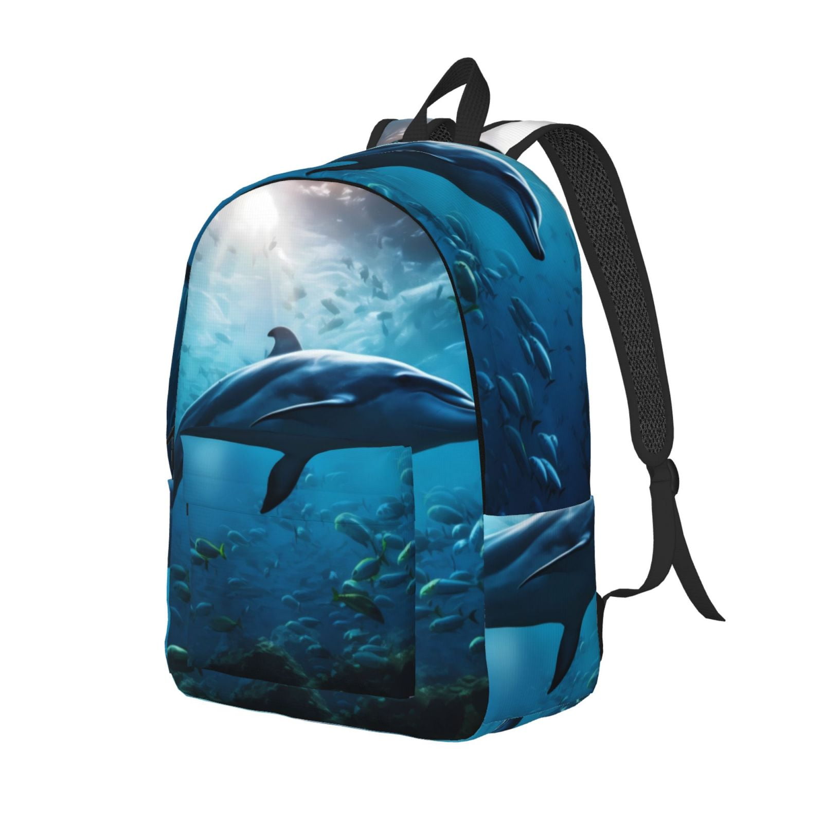 JUNZAN Ocean Dolphin Fish School Pattern Travel Laptop Backpack for Men ...
