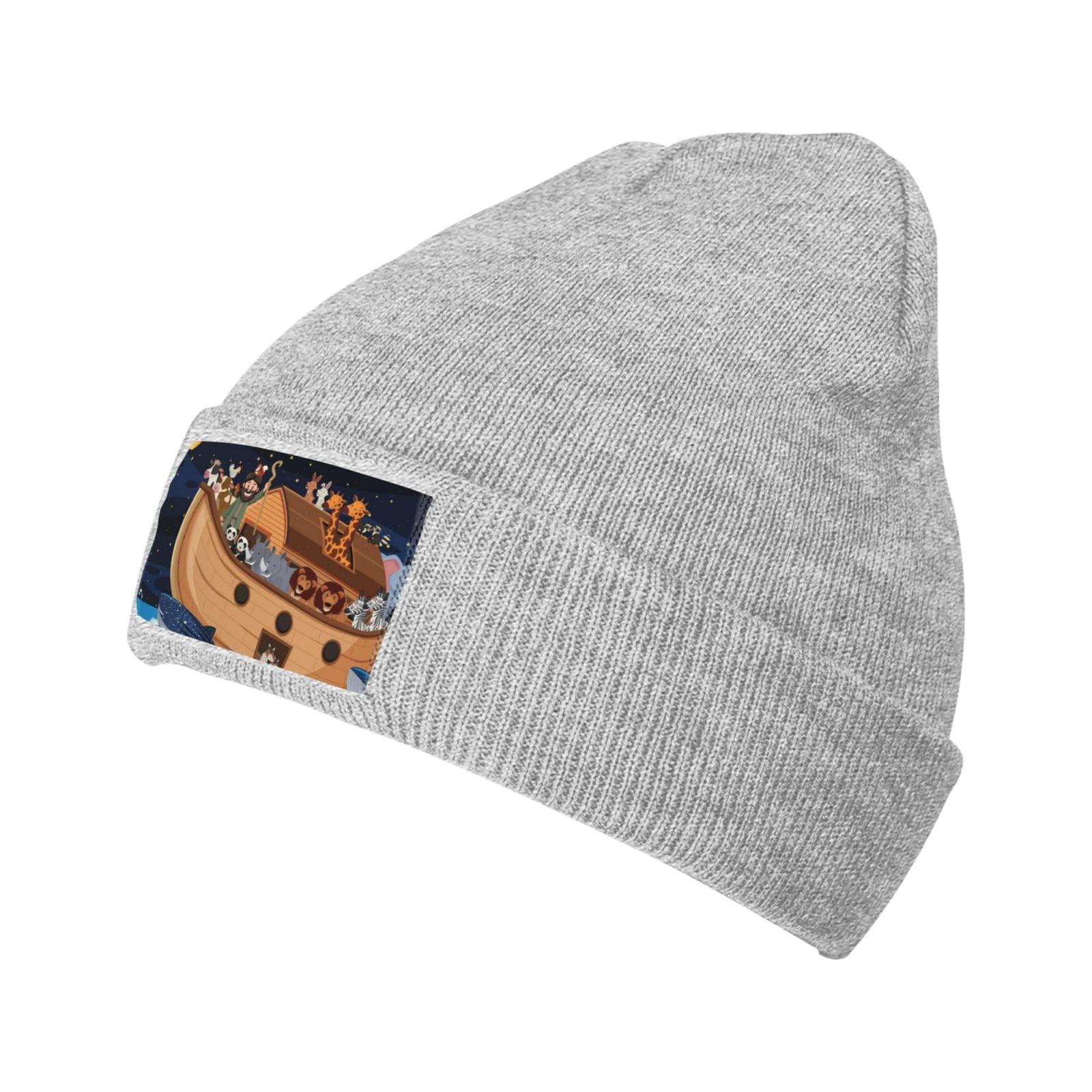 JUNZAN Ocean Scene with Noah's Ark Mens Winter Hats Thick Knit Cuff ...
