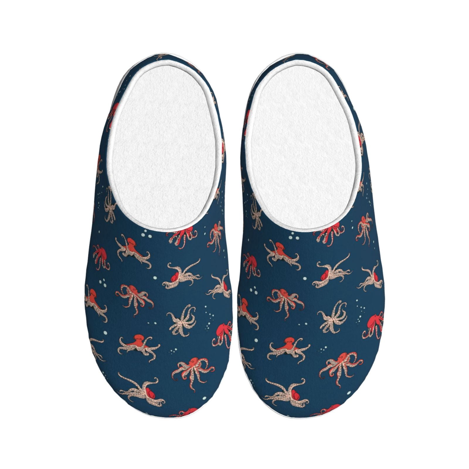 JUNZAN Octopus Sea Life Print Cozy Slippers for Men& Women,Fuzzy Slip ...