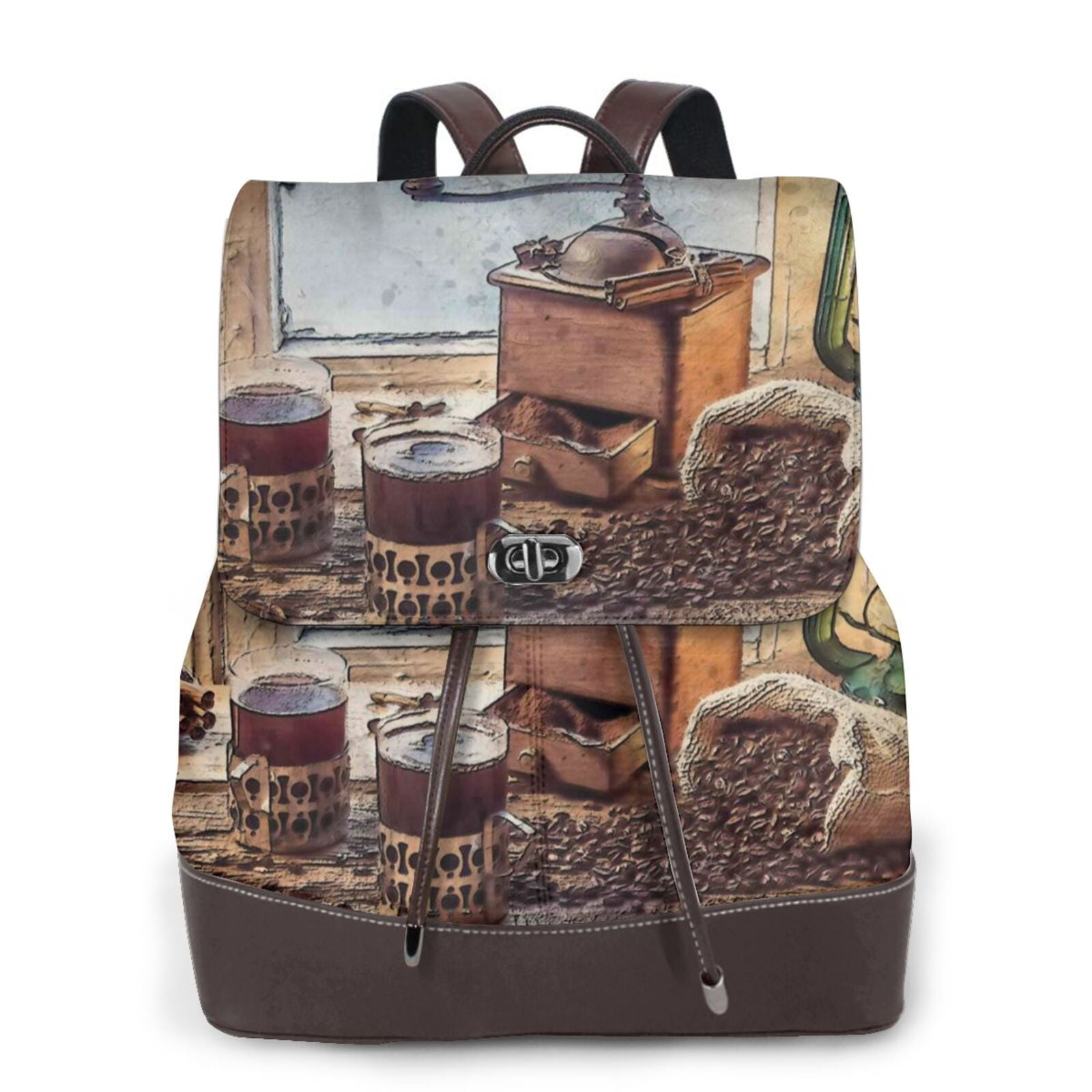 JUNZAN Oil Lamp Coffee Beans for PU Leather Backpack,Laptop Backpack ...