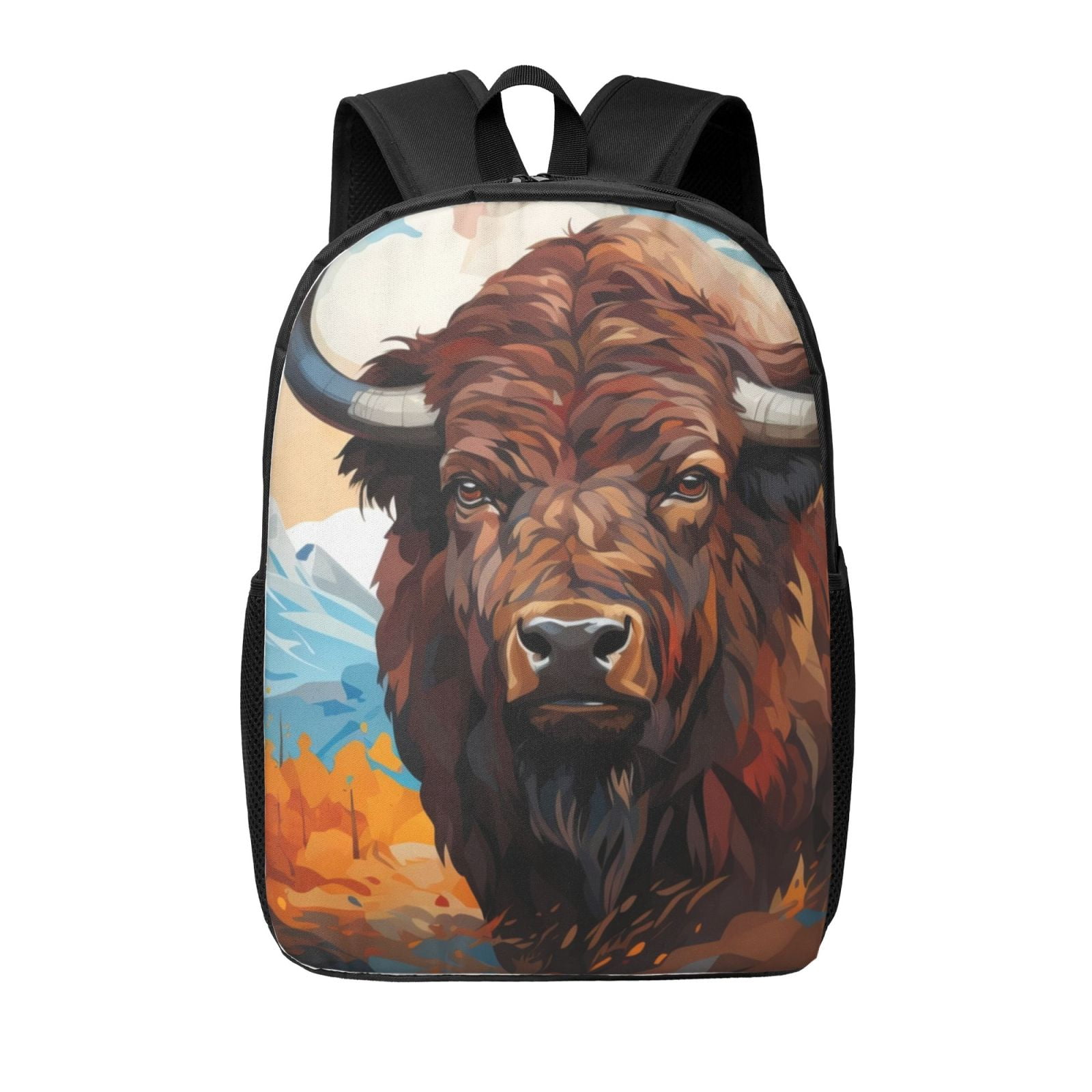 JUNZAN Oil Painting Style Iceberg Yak Pattern Travel Laptop Backpack ...