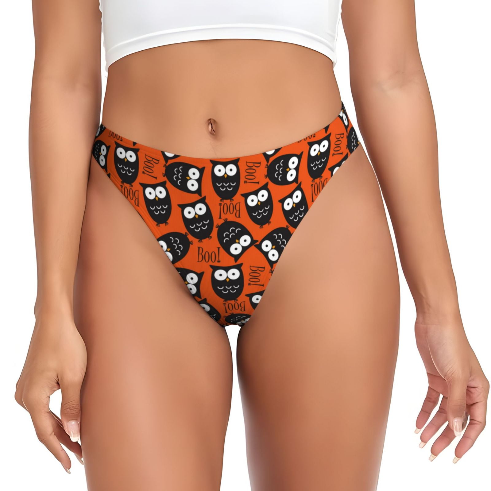 JUNZAN Owls And Boo Print Women's Sexy G-String,Underwear Thongs Seamless Panties Undies Low ...
