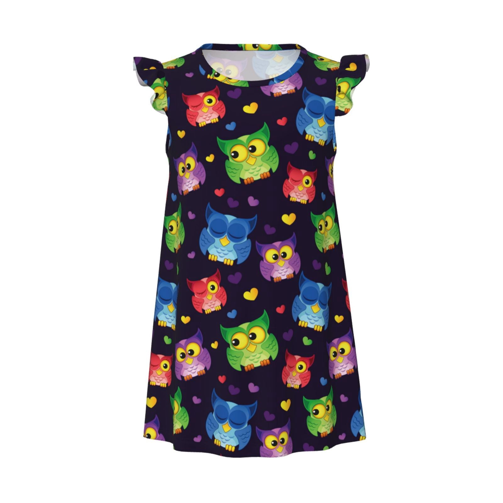 JUNZAN Owls And Hearts Print Girls Nightgown Pajamas - Soft Toddler ...