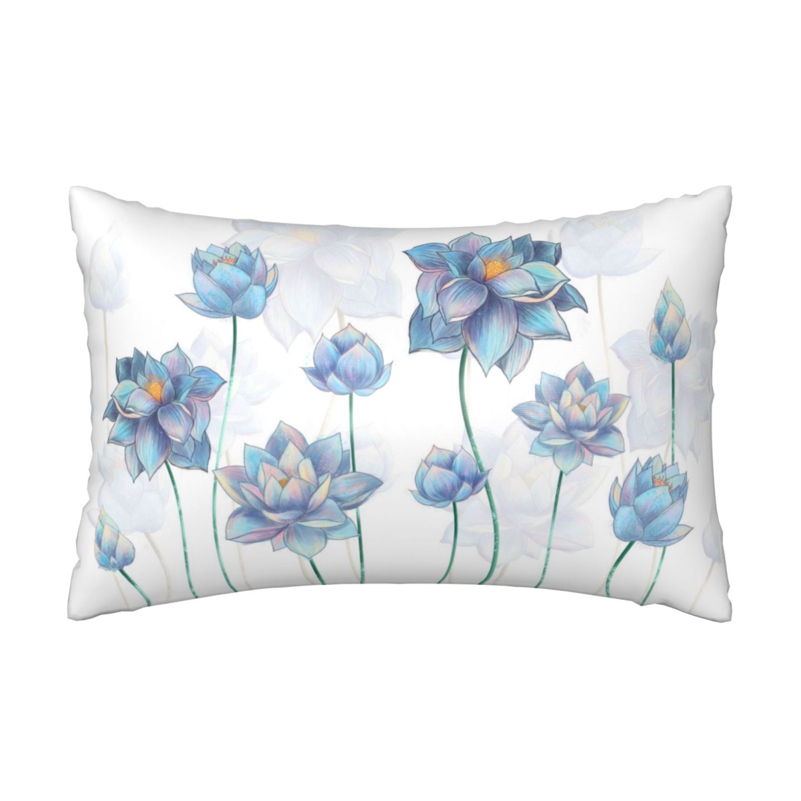 JUNZAN Pale Blue Lotus Flowers Silk Pillowcase for Hair and Skin ...