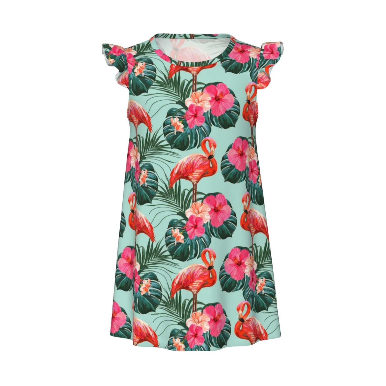 JUNZAN Palm Leaves Flamingo Print Girls Nightgown Pajamas - Soft ...