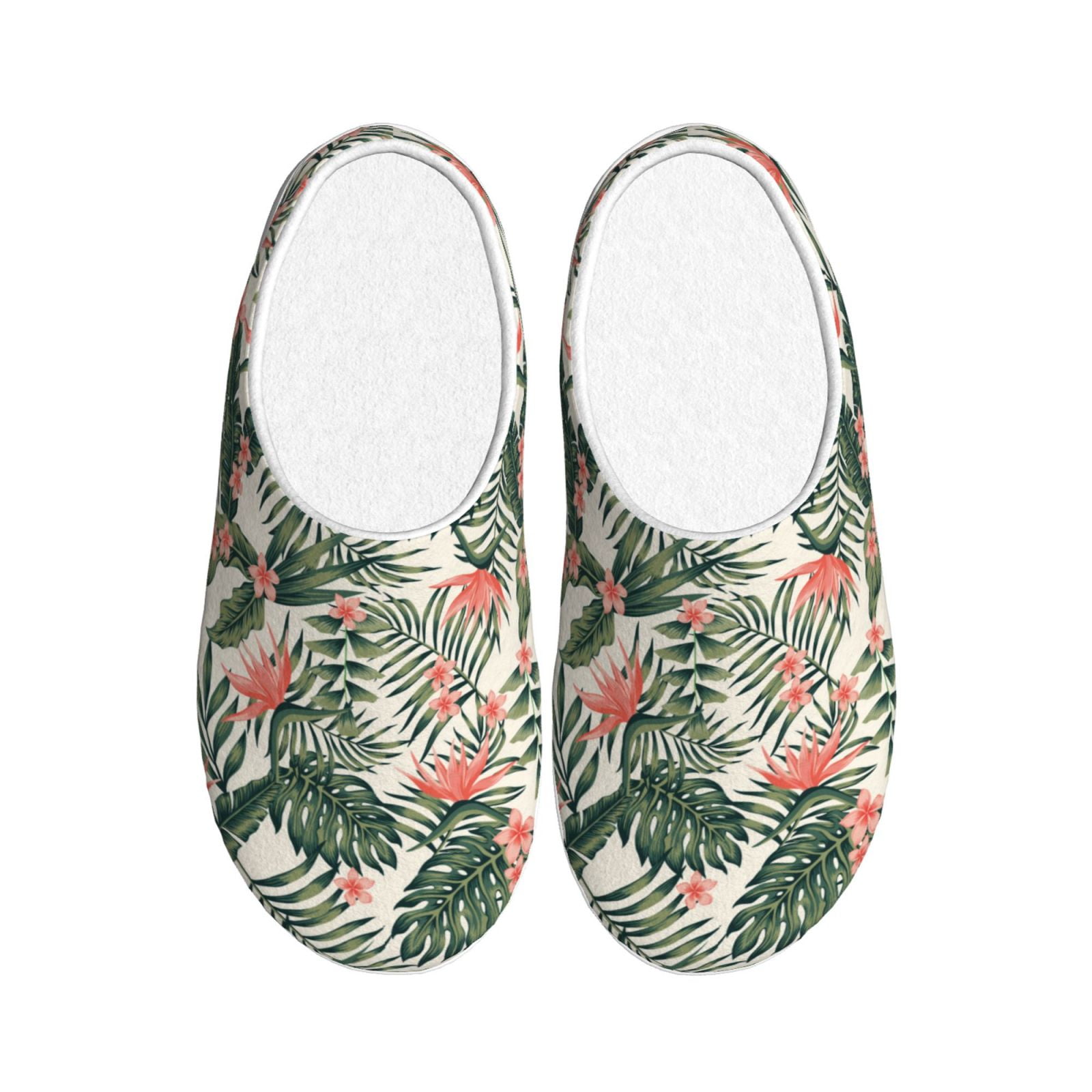 JUNZAN Palm Trees and Tropical Print Cozy Slippers for Men& Women,Fuzzy ...