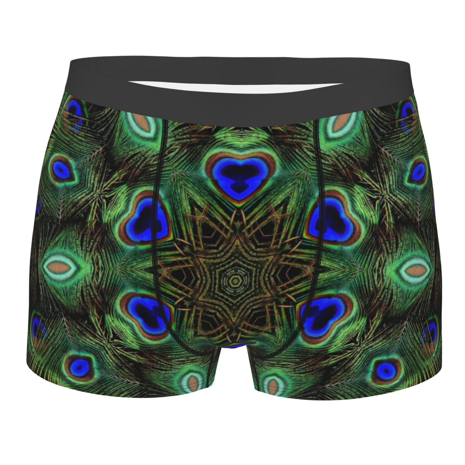 JUNZAN Peacock Feathers Mens Underwear Boxer Briefs for Men’s-Large ...