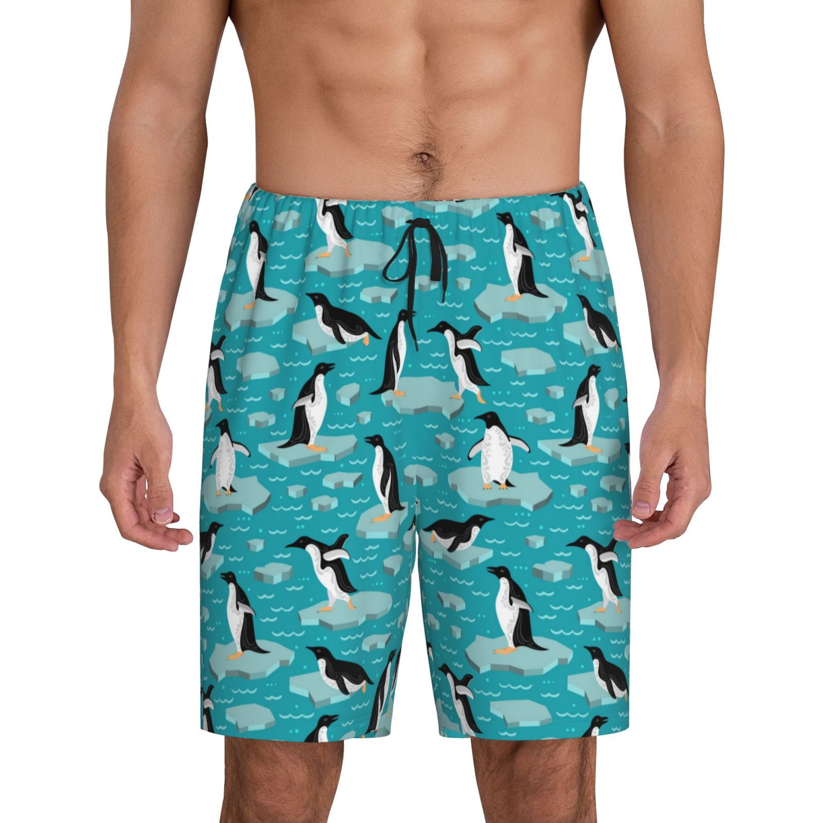 JUNZAN Penguins On The Ice In The Sea Pattern Sleep Pajama Shorts for ...