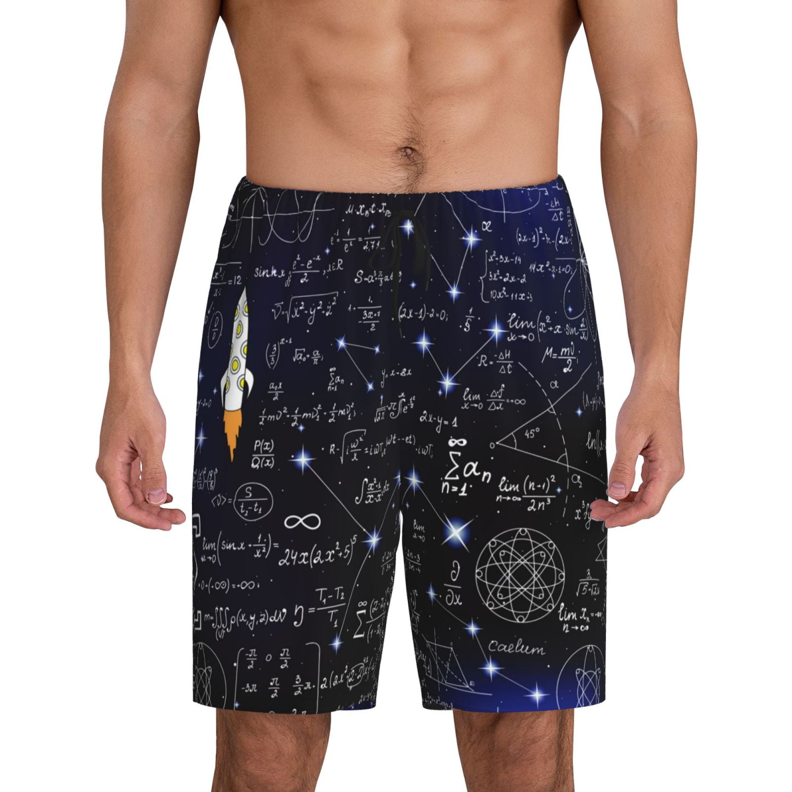 JUNZAN Physical Formulas Pattern Sleep Pajama Shorts for Men,Men's Pajama Bottoms,Sleepwear,Pj ...