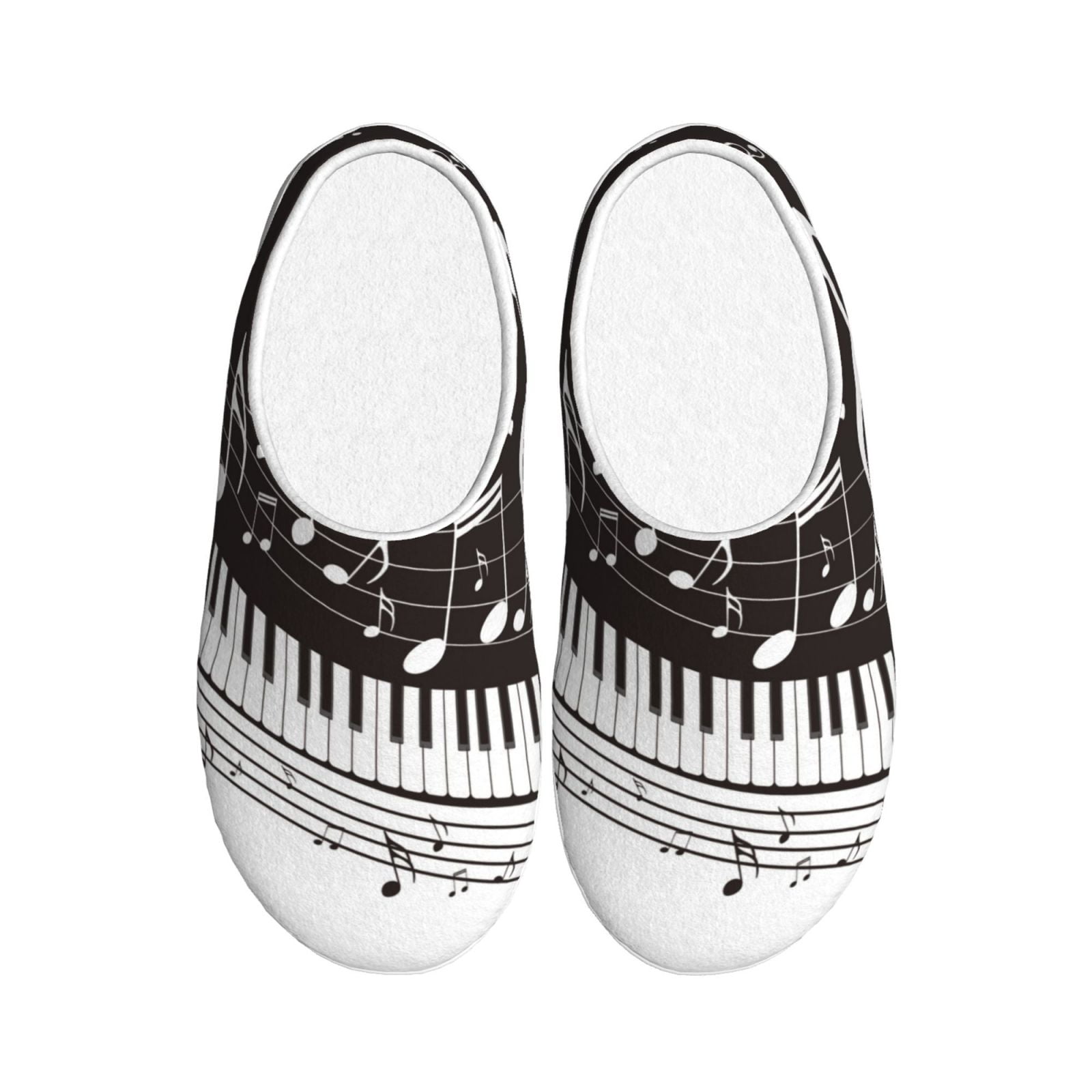 JUNZAN Piano Keys With Musical Notes Print Cozy Slippers for Men& Women ...
