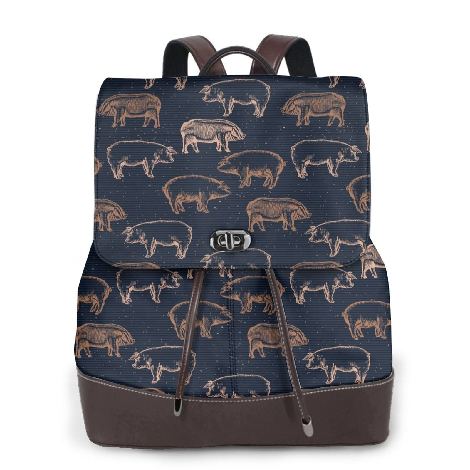 JUNZAN Pig Farm for PU Leather Backpack,Laptop Backpack Purse for Women ...