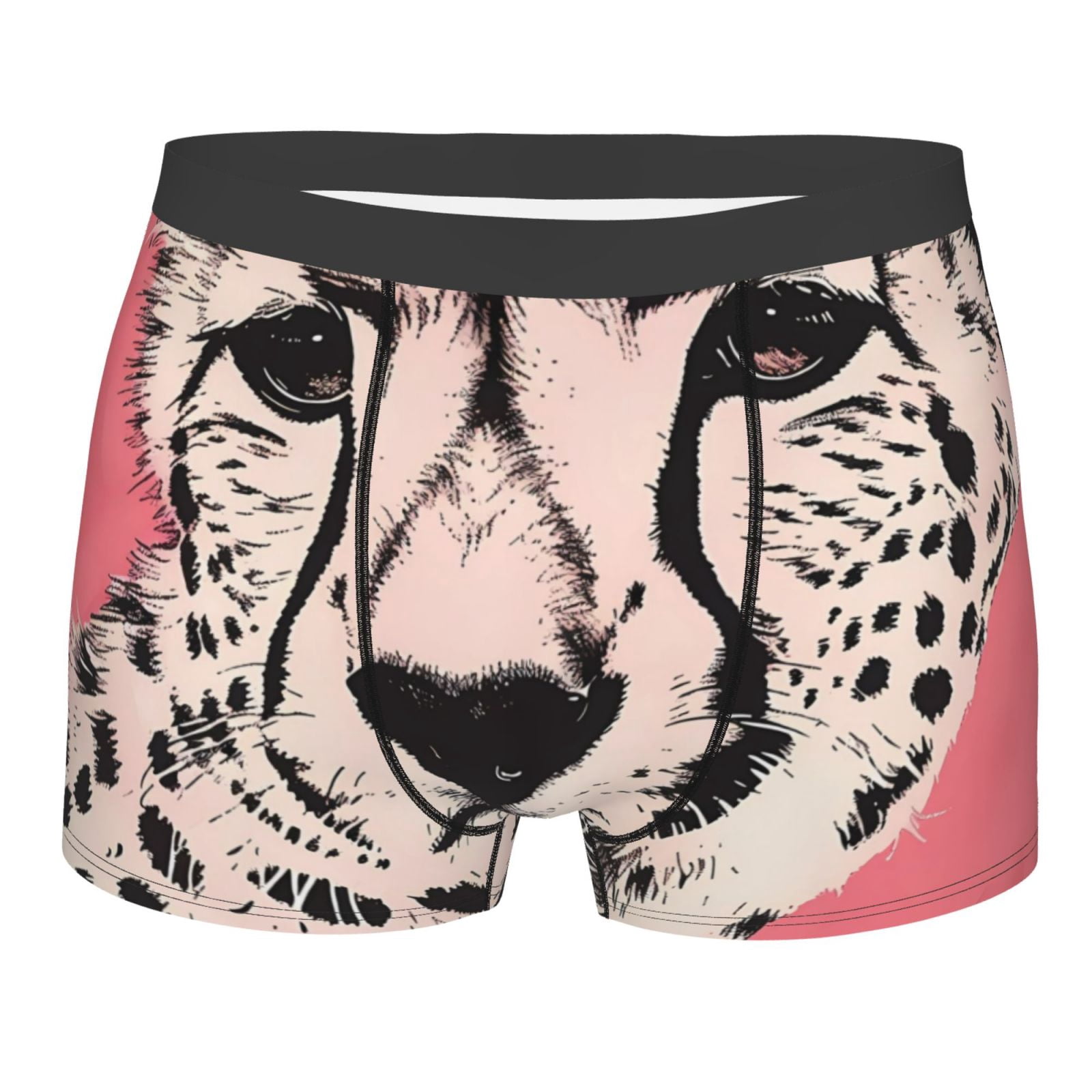 JUNZAN Pink Cheetah Art Mens Underwear Boxer Briefs for Men’s-Large ...