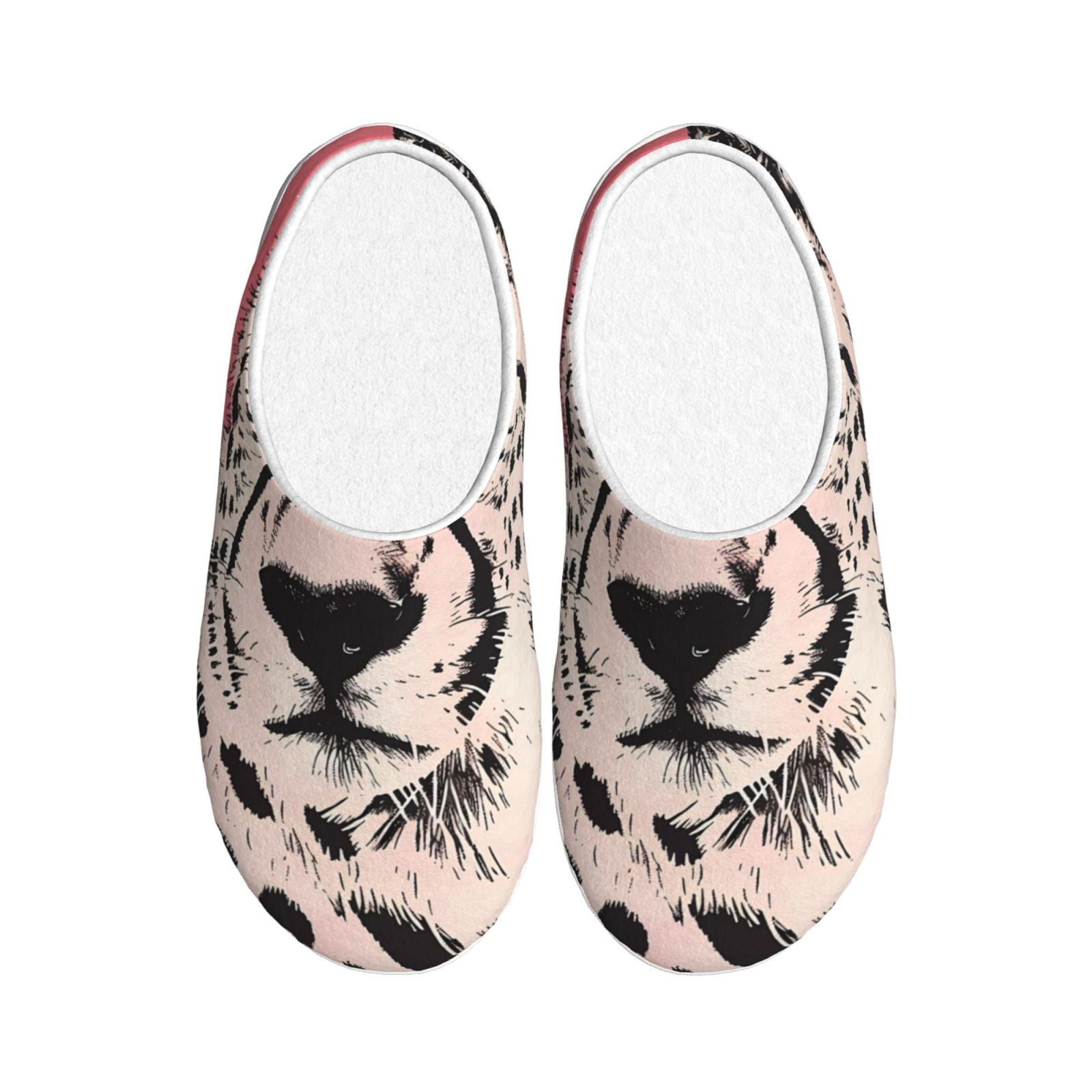 JUNZAN Pink Cheetah Art Print Cozy Slippers for Men& Women,Fuzzy Slip ...