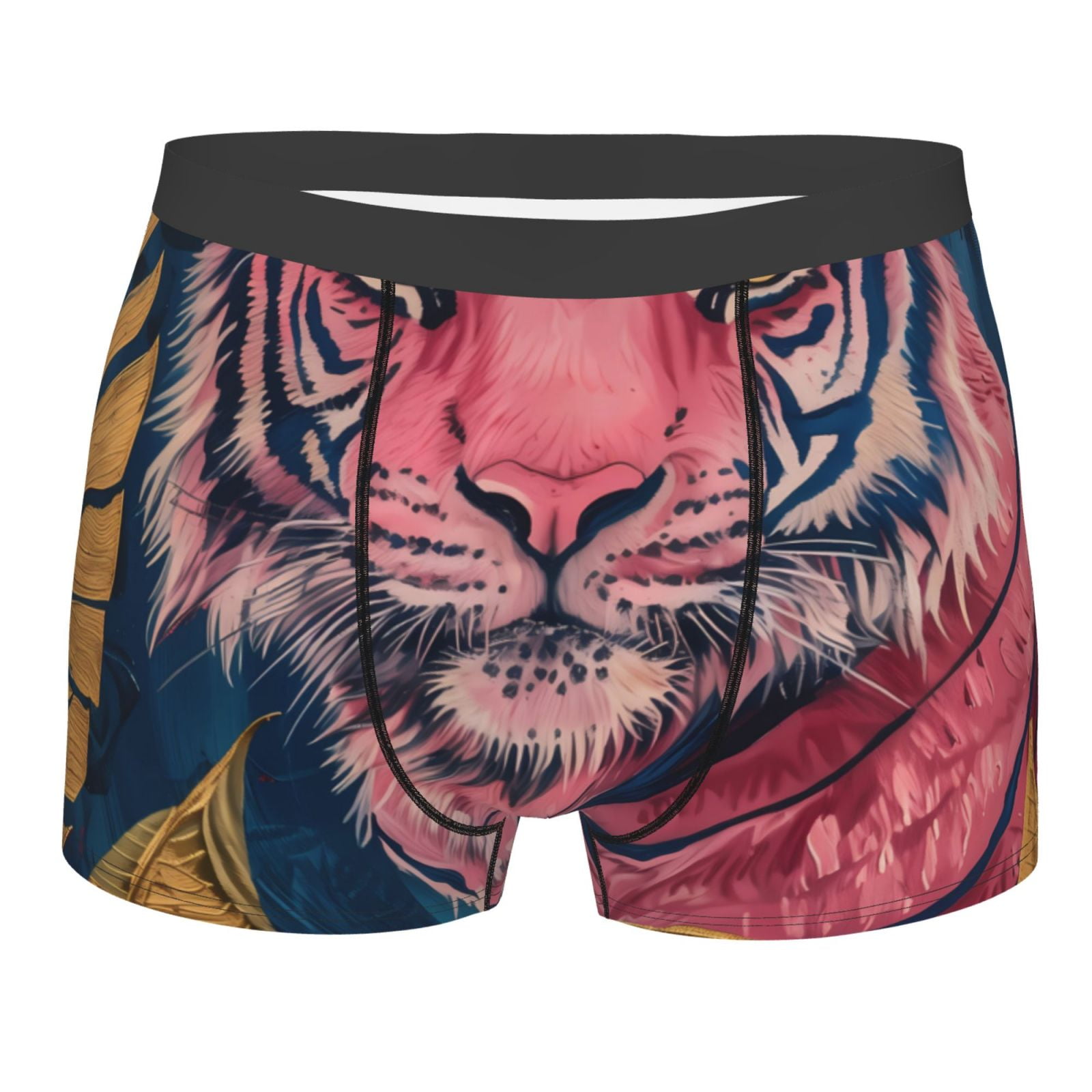 JUNZAN Pink Tiger Gold Leaves Mens Underwear Boxer Briefs for Men’s ...