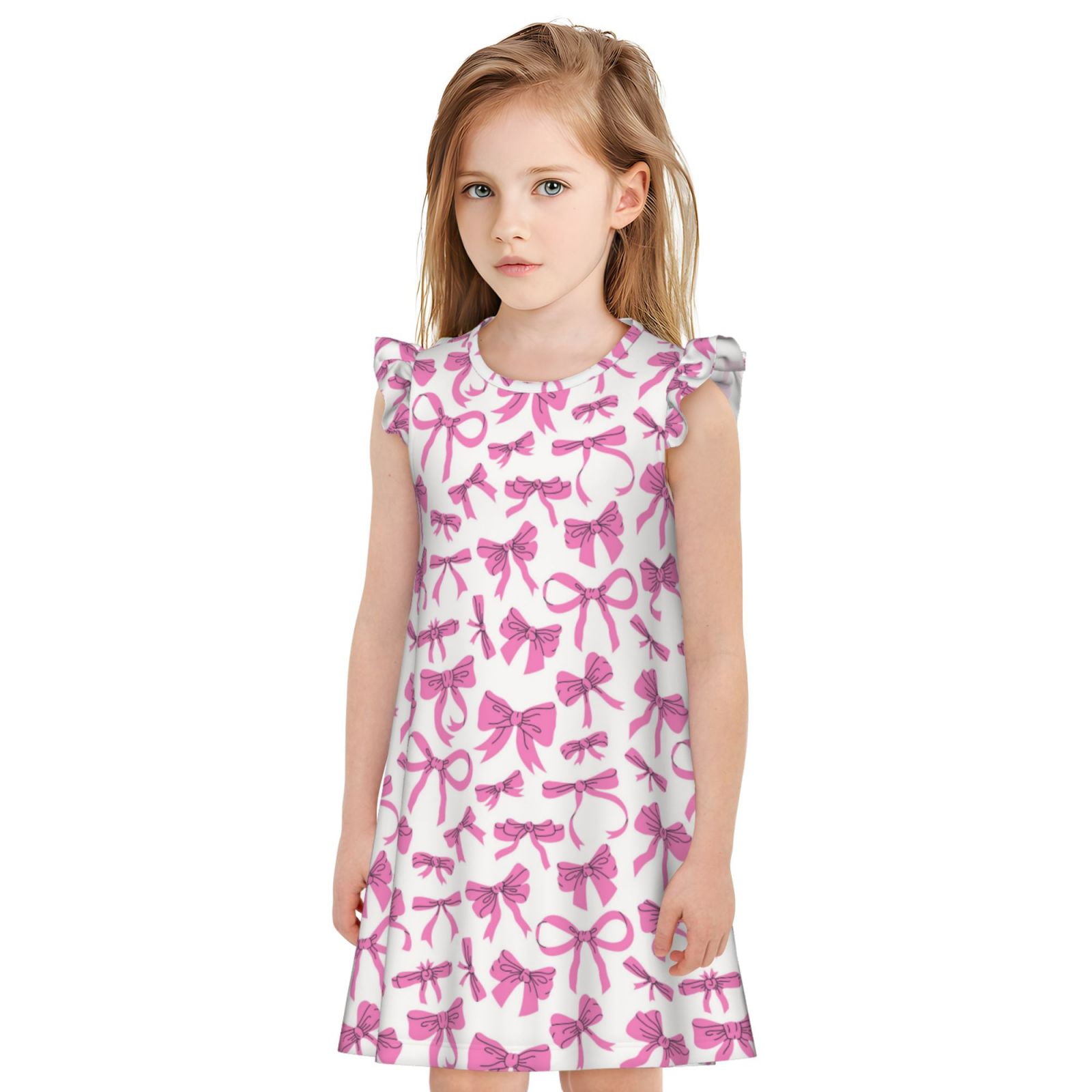JUNZAN Pink bows Print Girls Nightgown Pajamas - Soft Toddler Sleepwear ...