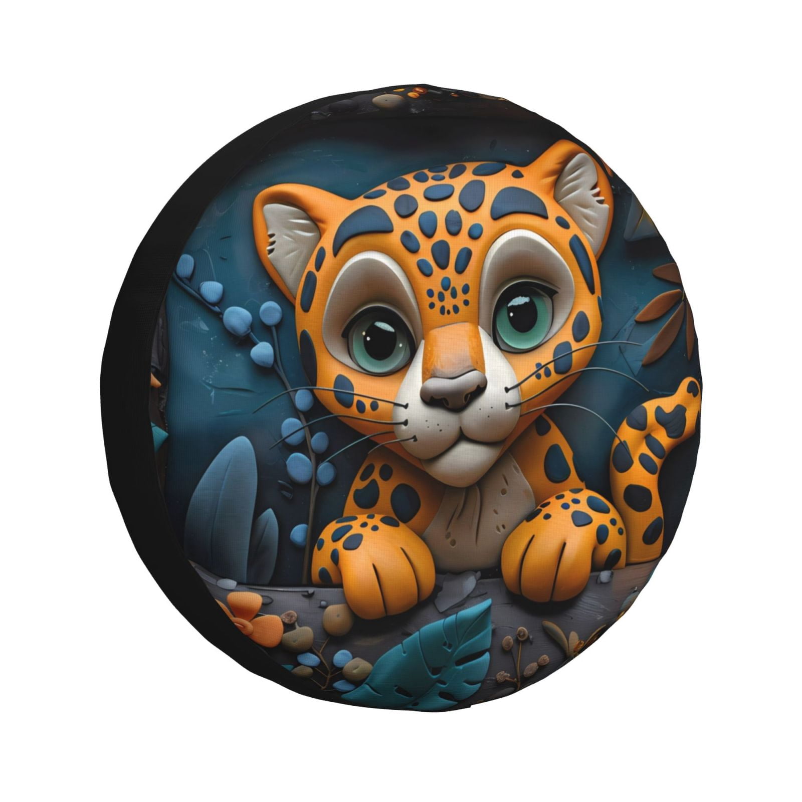 JUNZAN Playful Leopard Art Spare Tire Cover Wheel Protector for Truck ...