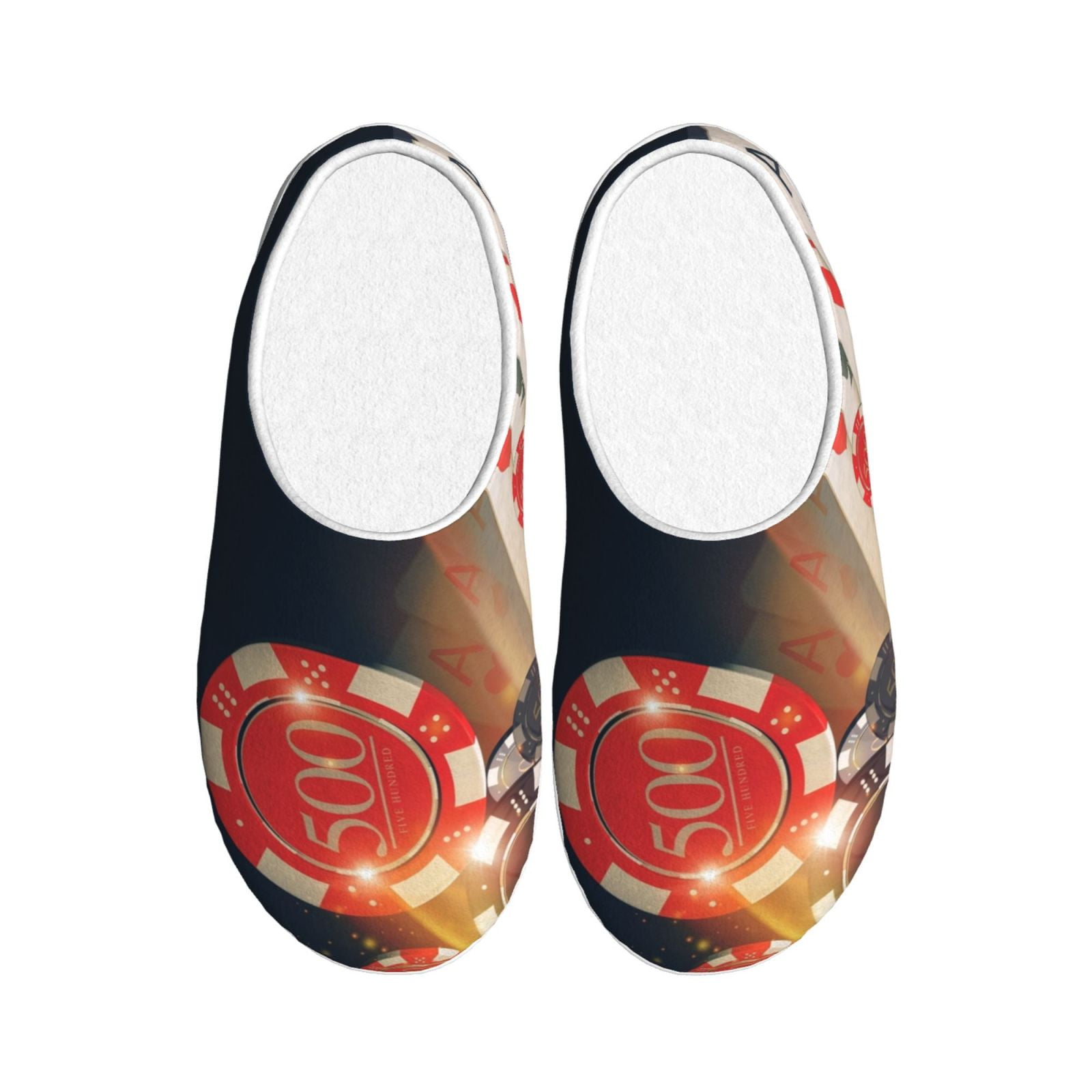 JUNZAN Poker Chips Print Cozy Slippers for Men& Women,Fuzzy Slip-on ...