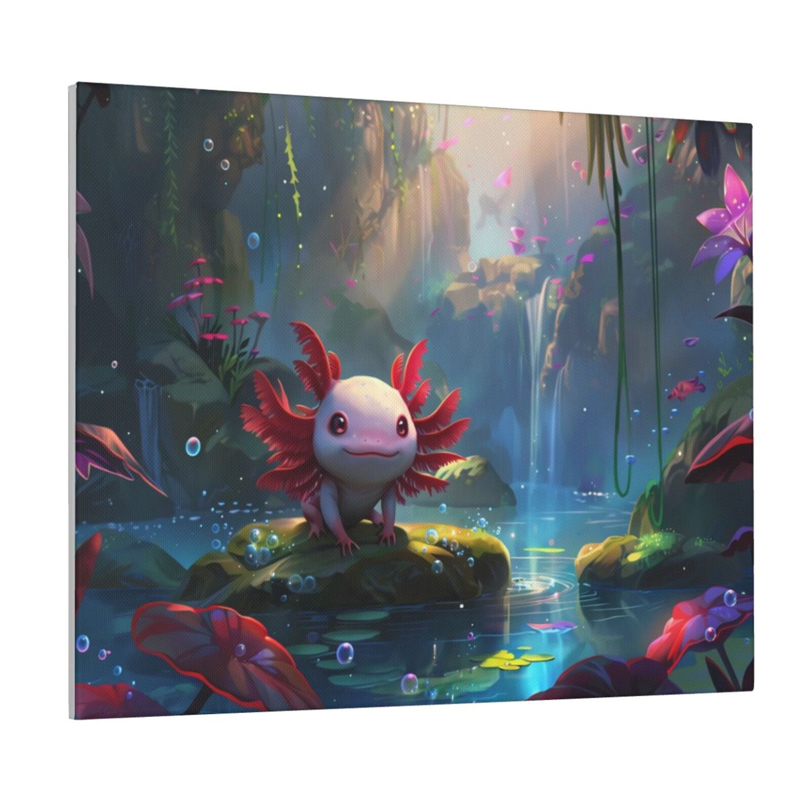 JUNZAN Pond Cute Axolotl Pattern Canvas Art Wall Decor,Canvas Wall Art ...
