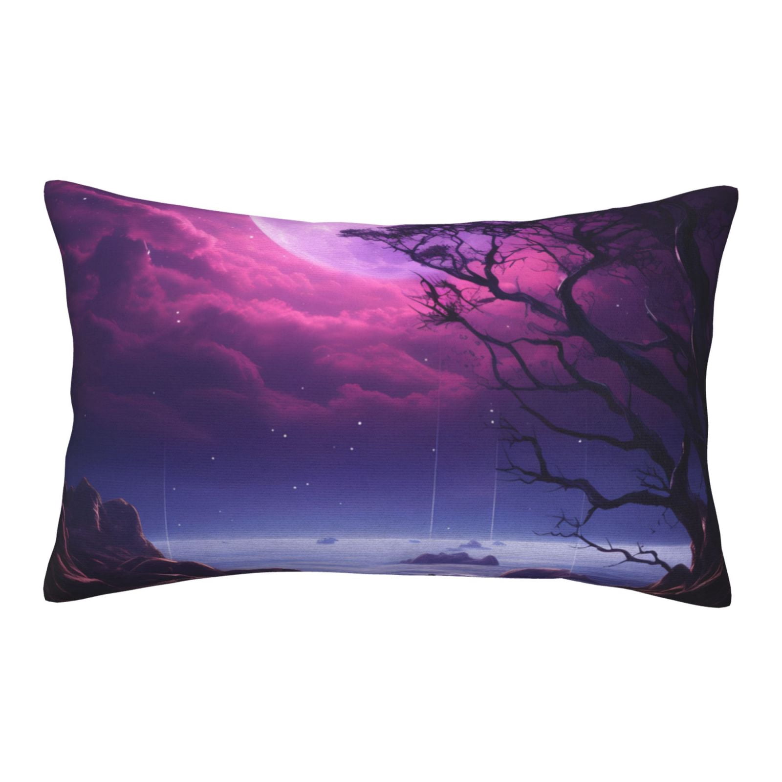 JUNZAN Purple Moon Tree Night Sky Pillow Cases Standard Size, with ...