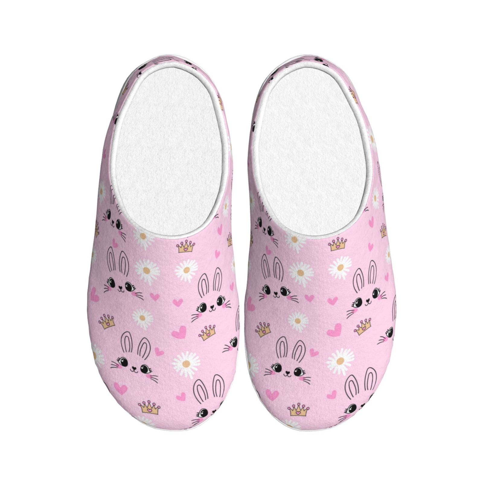 JUNZAN Rabbit Face Print Cozy Slippers for Men& Women,Fuzzy Slip-on ...