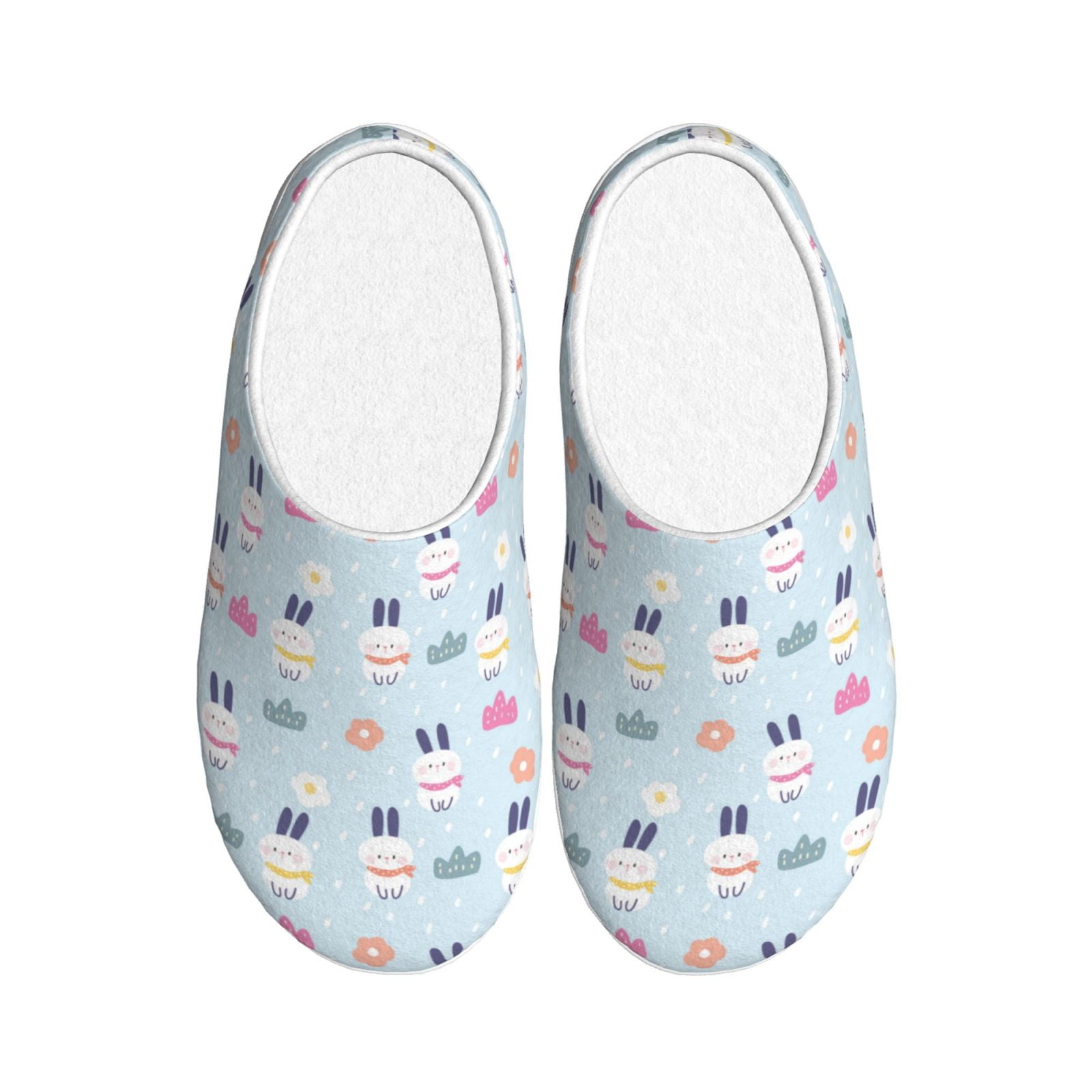 JUNZAN Rabbit In The Rain Print Cozy Slippers for Men& Women,Fuzzy Slip ...