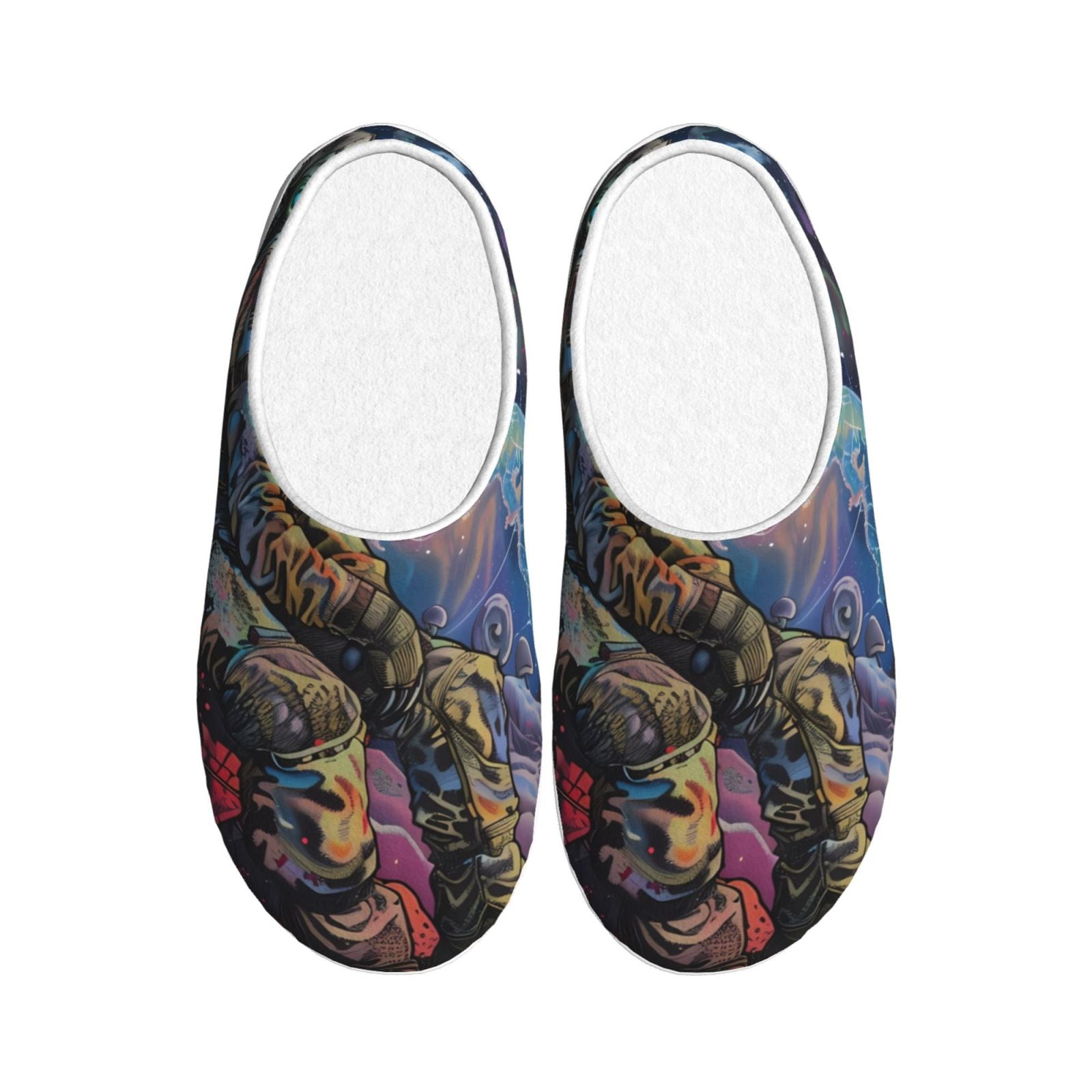 JUNZAN Rainbow Astronaut Space Landscape Print Cozy Slippers for Men ...