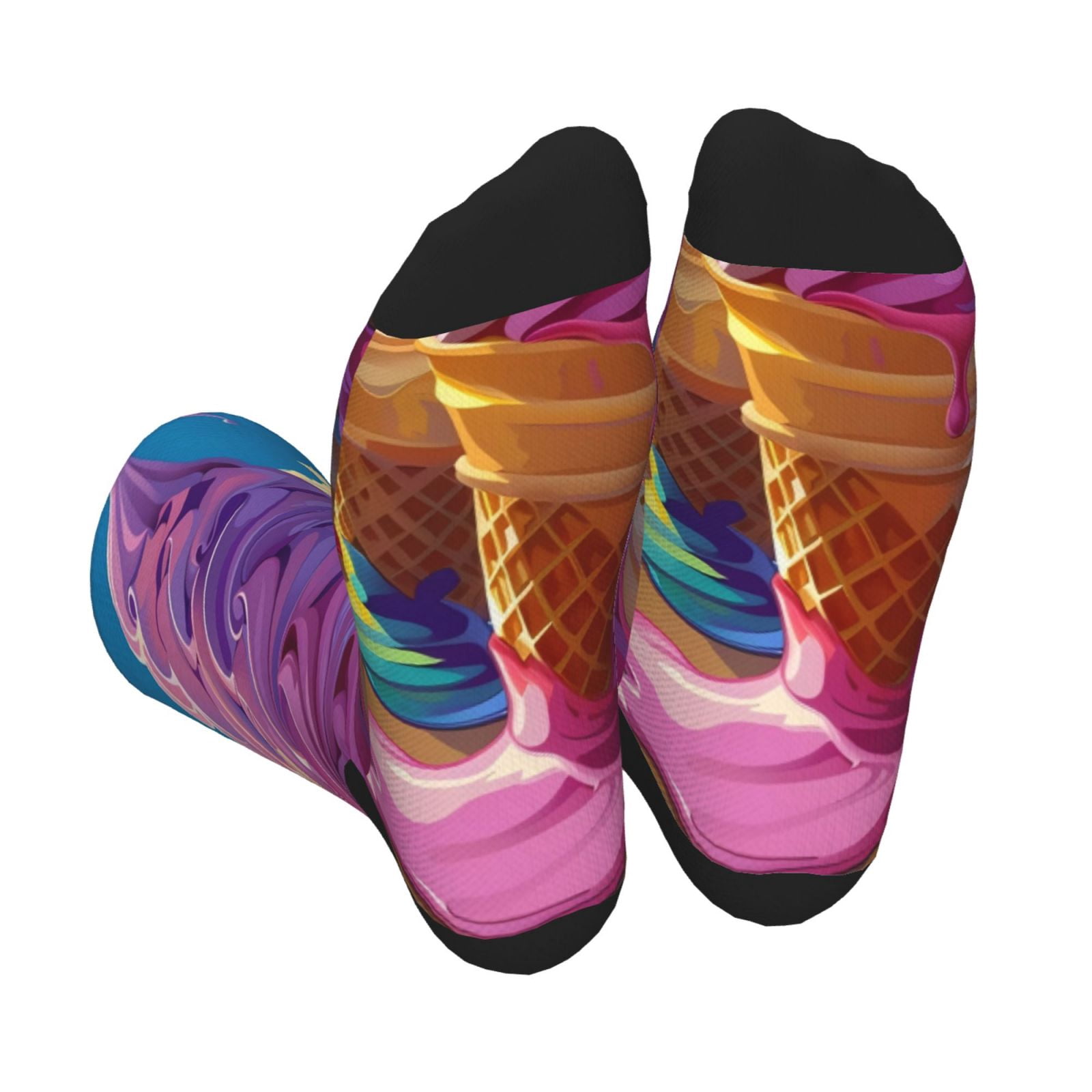 JUNZAN Rainbow Melting Ice Cream Design Fun Novelty Knee Warmer High ...
