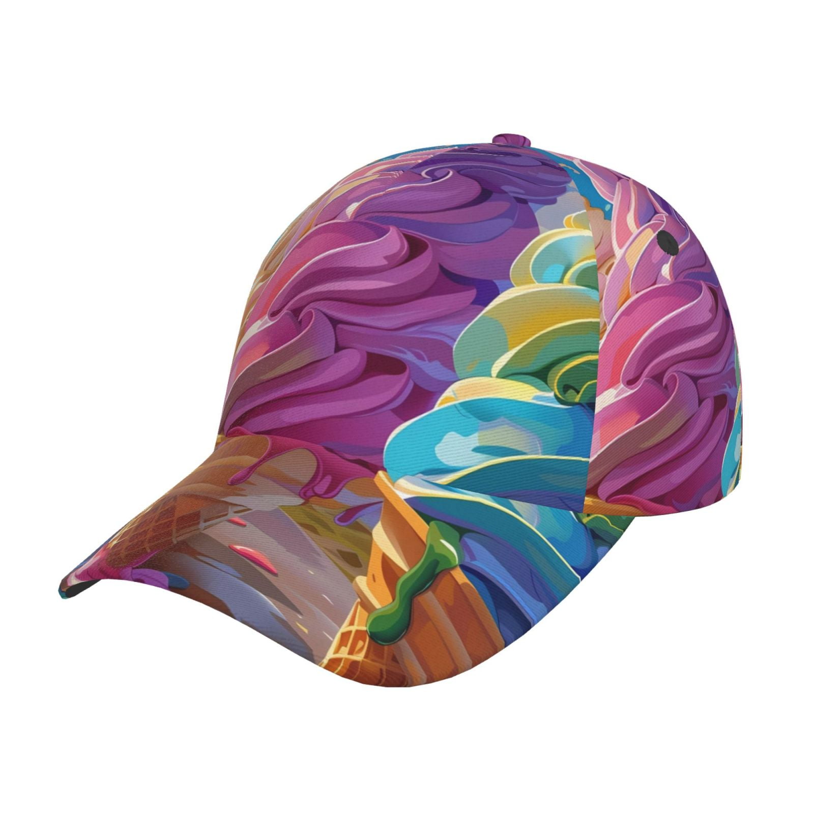 JUNZAN Rainbow Melting Ice Cream Print Baseball Cap,Unisex Sports Cap ...