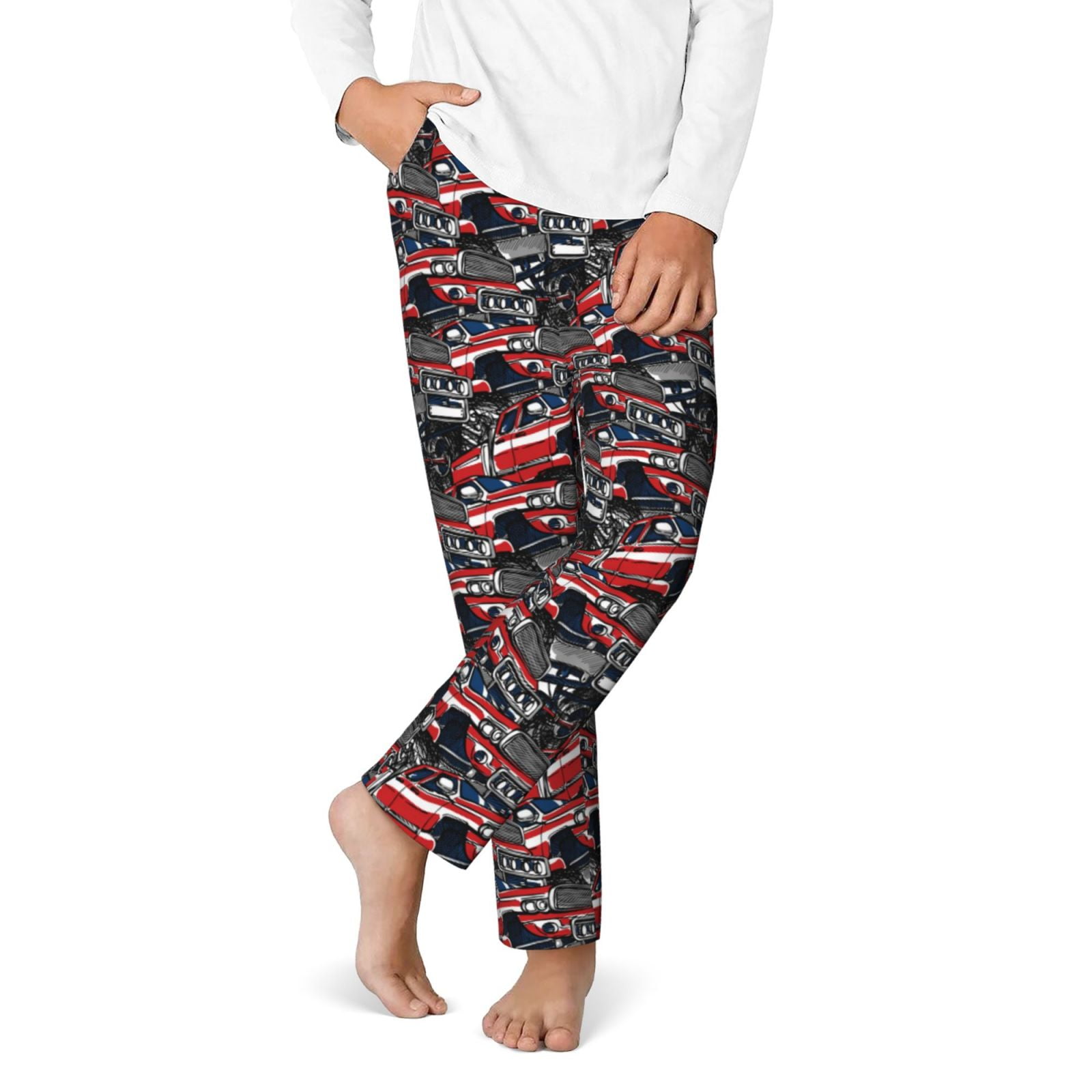 JUNZAN Red And Blue Cars Pattern Pajama Pants for Boys Girls,Sleep ...