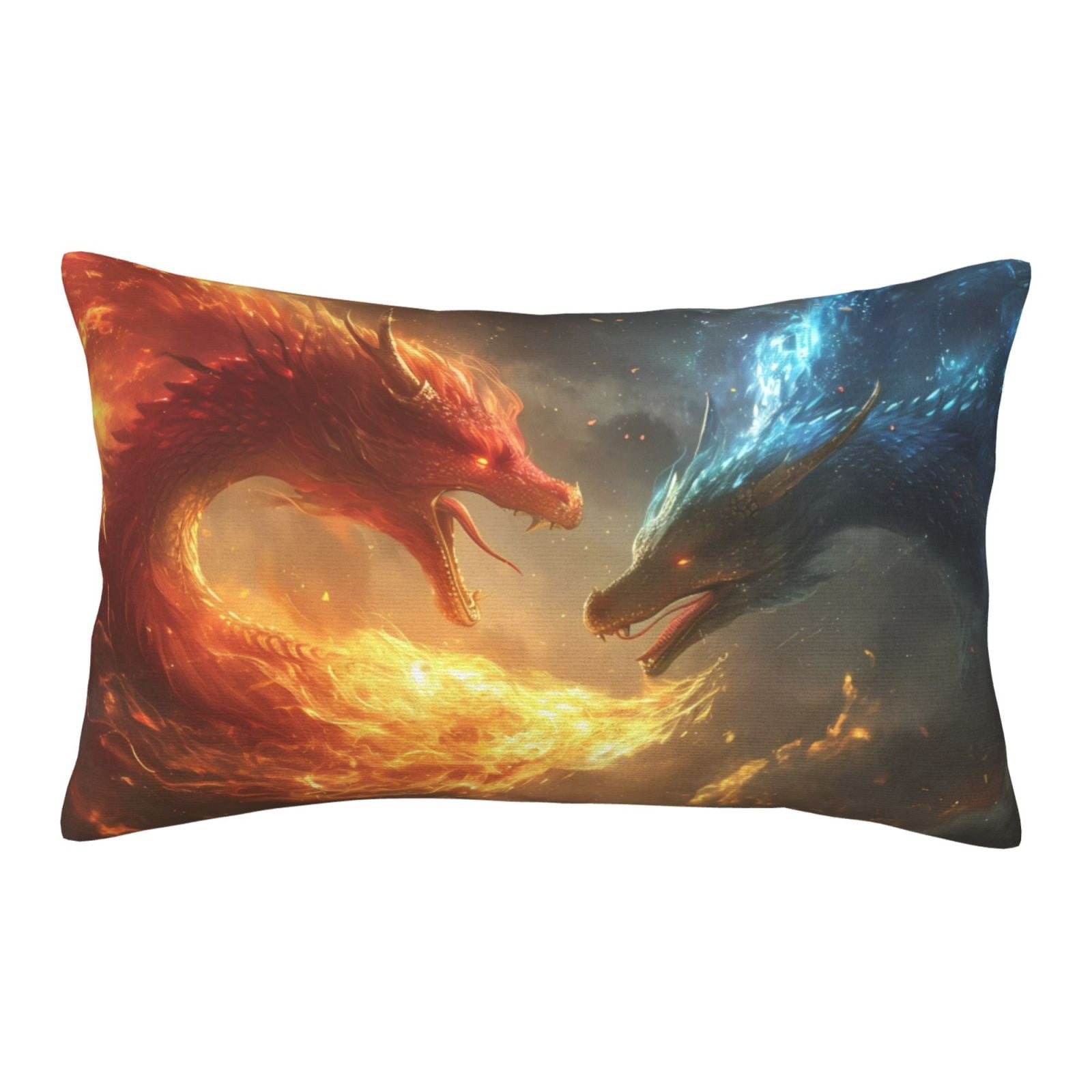 JUNZAN Red And Blue Fire Dragon B Pillow Cases Standard Size, with ...