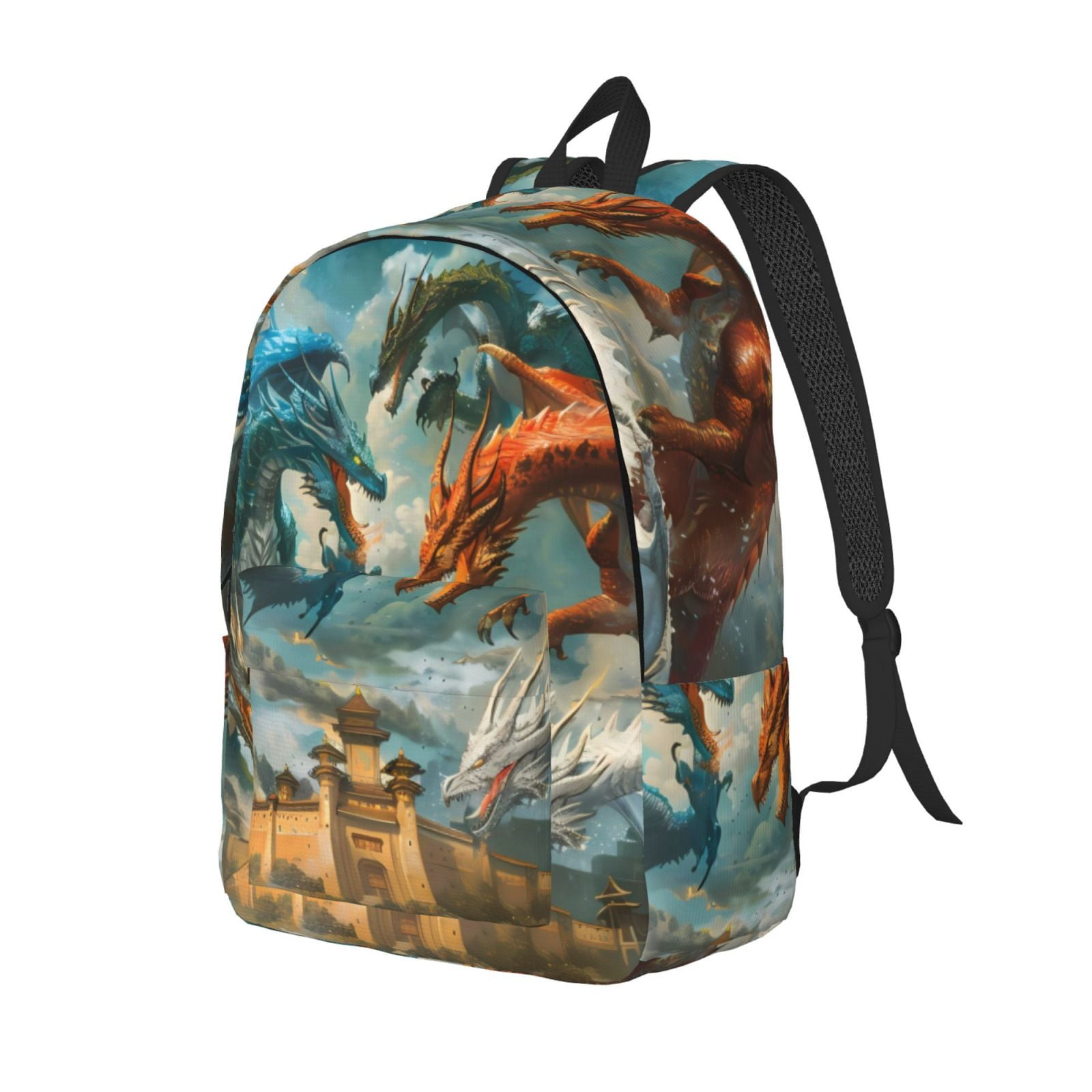JUNZAN Red Blue Dragon Battle Epic Pattern Travel Laptop Backpack for ...