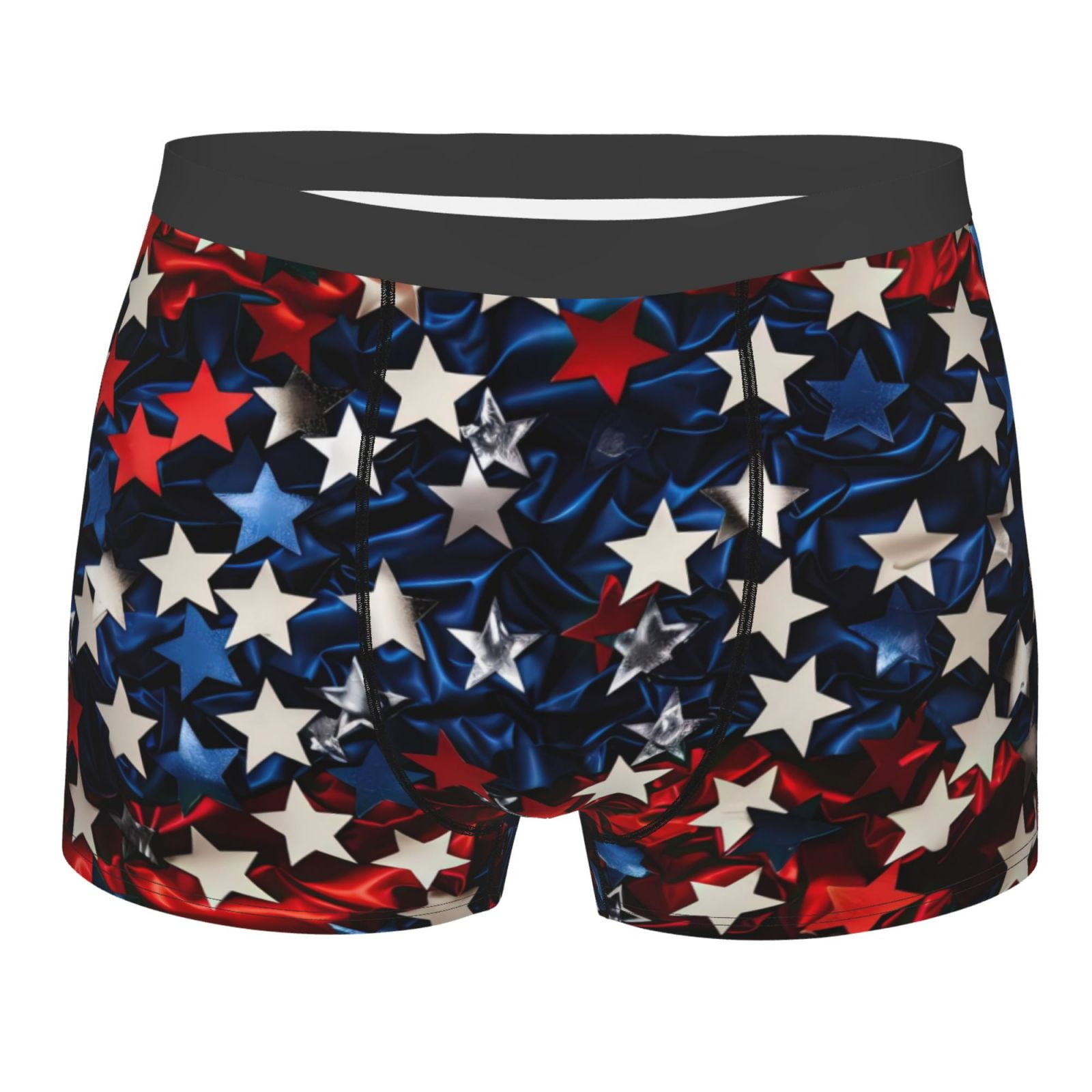 JUNZAN Red Blue White Stars Mens Underwear Boxer Briefs for Men’s-Small ...