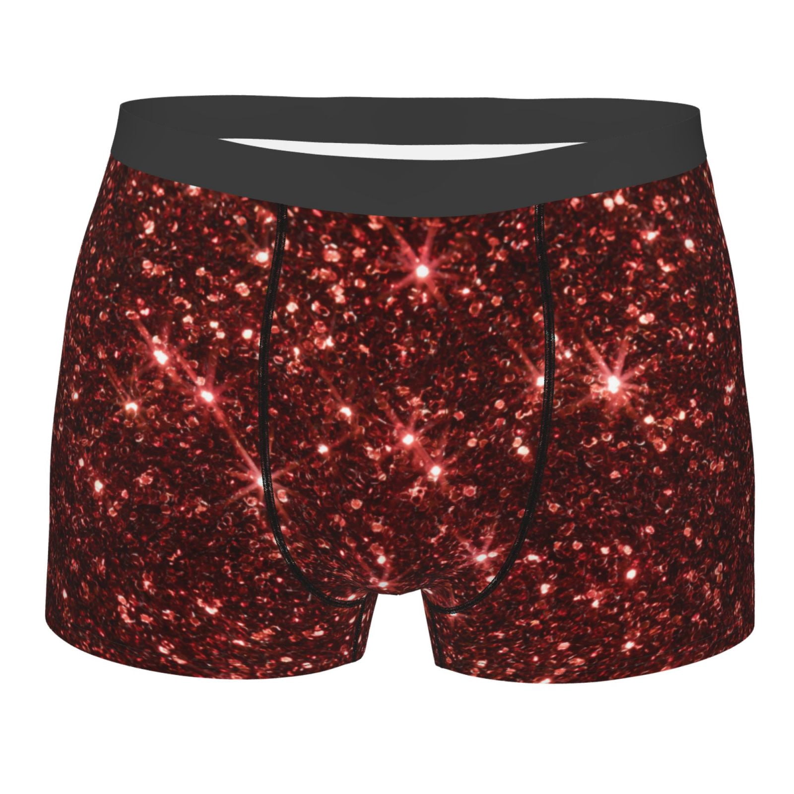 JUNZAN Red Glitter Texture Mens Underwear Boxer Briefs for Men’s-Medium ...