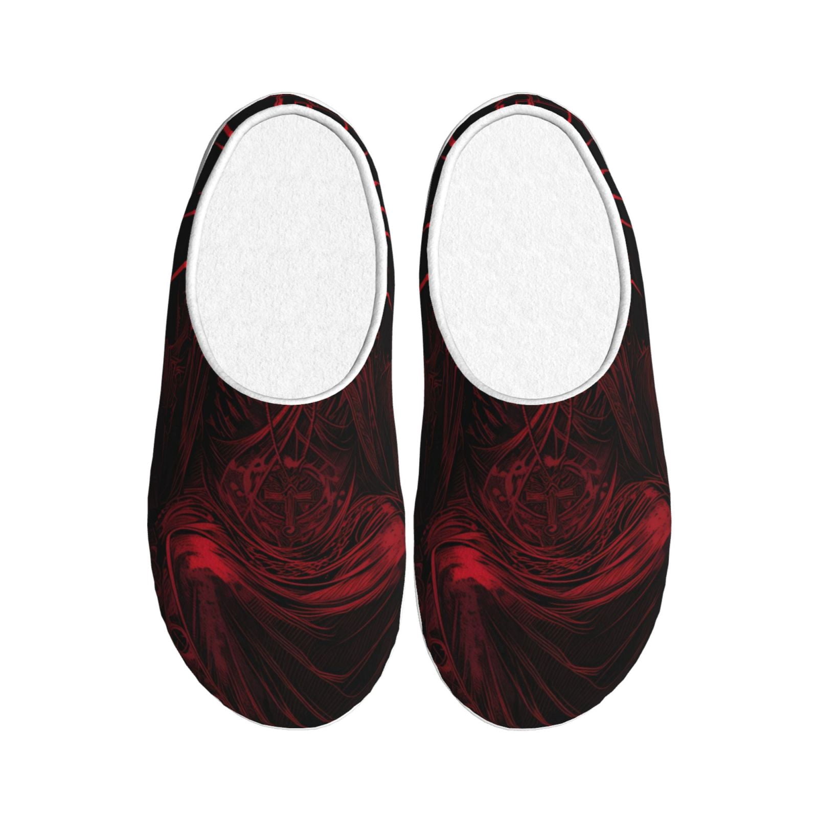 JUNZAN Red Gothic Skeleton Throne Print Cozy Slippers for Men& Women ...