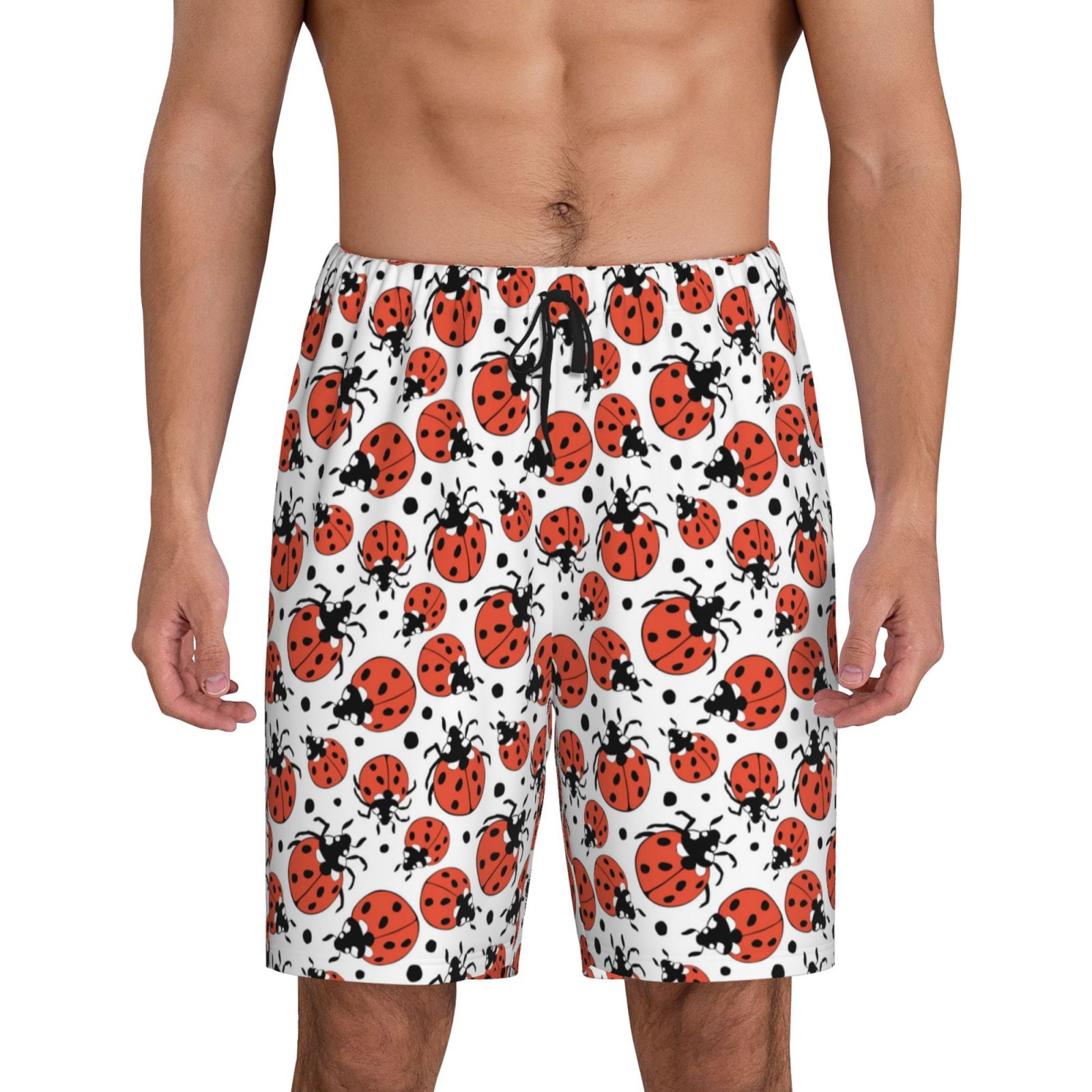 JUNZAN Red Ladybugs Pattern Sleep Pajama Shorts for Men,Men's Pajama ...