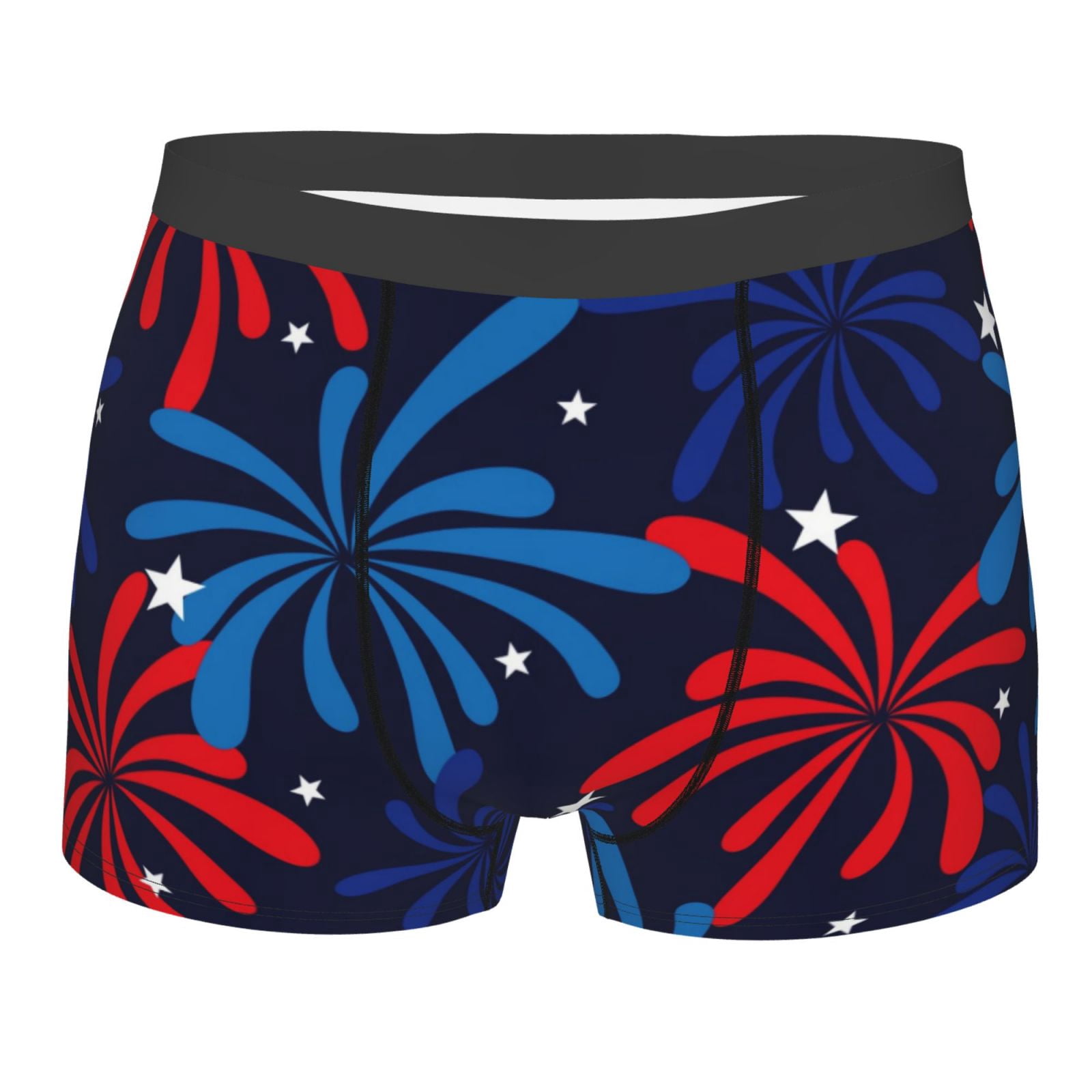 JUNZAN Red White Blue Fireworks Mens Underwear Boxer Briefs for Men’s ...