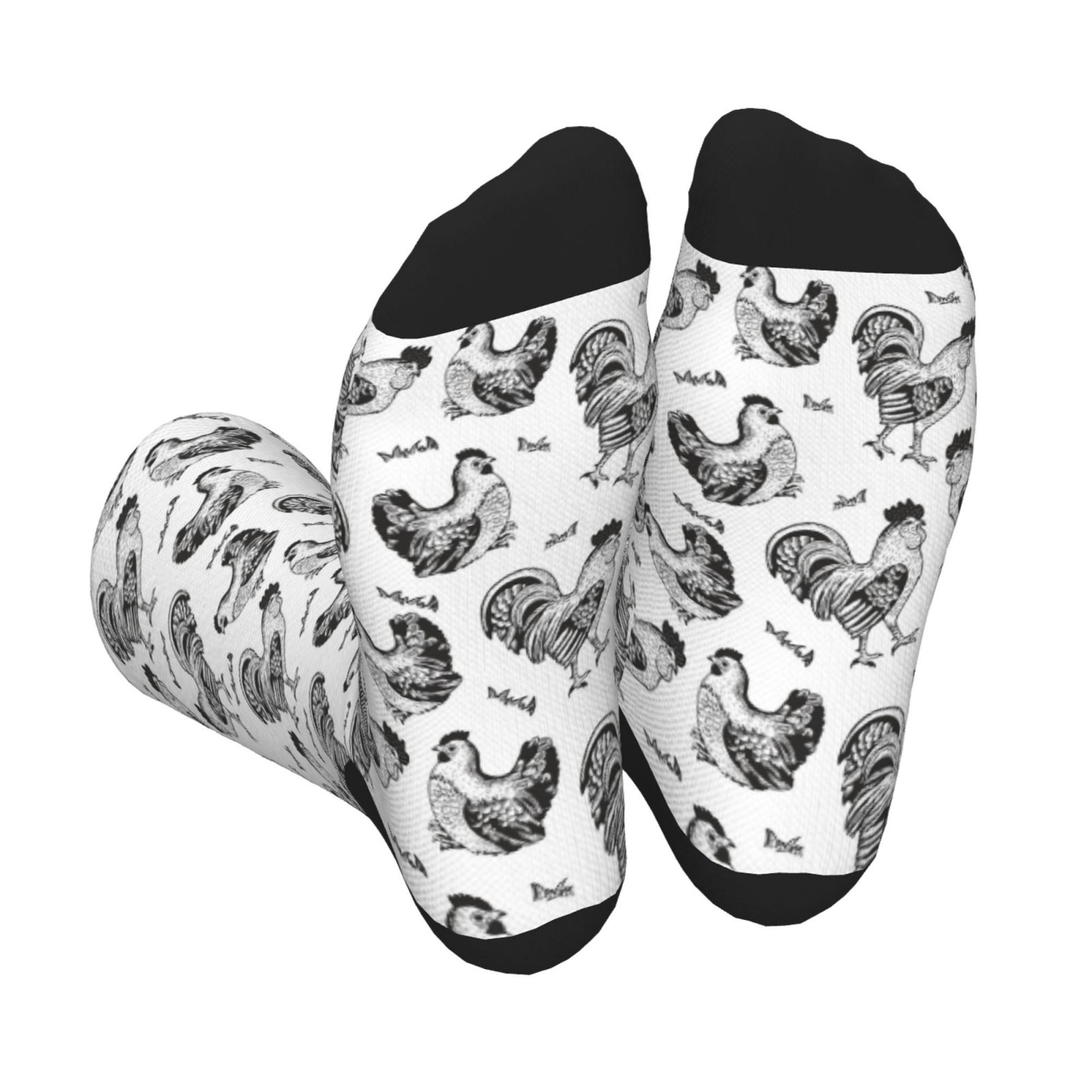 JUNZAN Retro Rooster Design Fun Novelty Knee Warmer High Socks ...