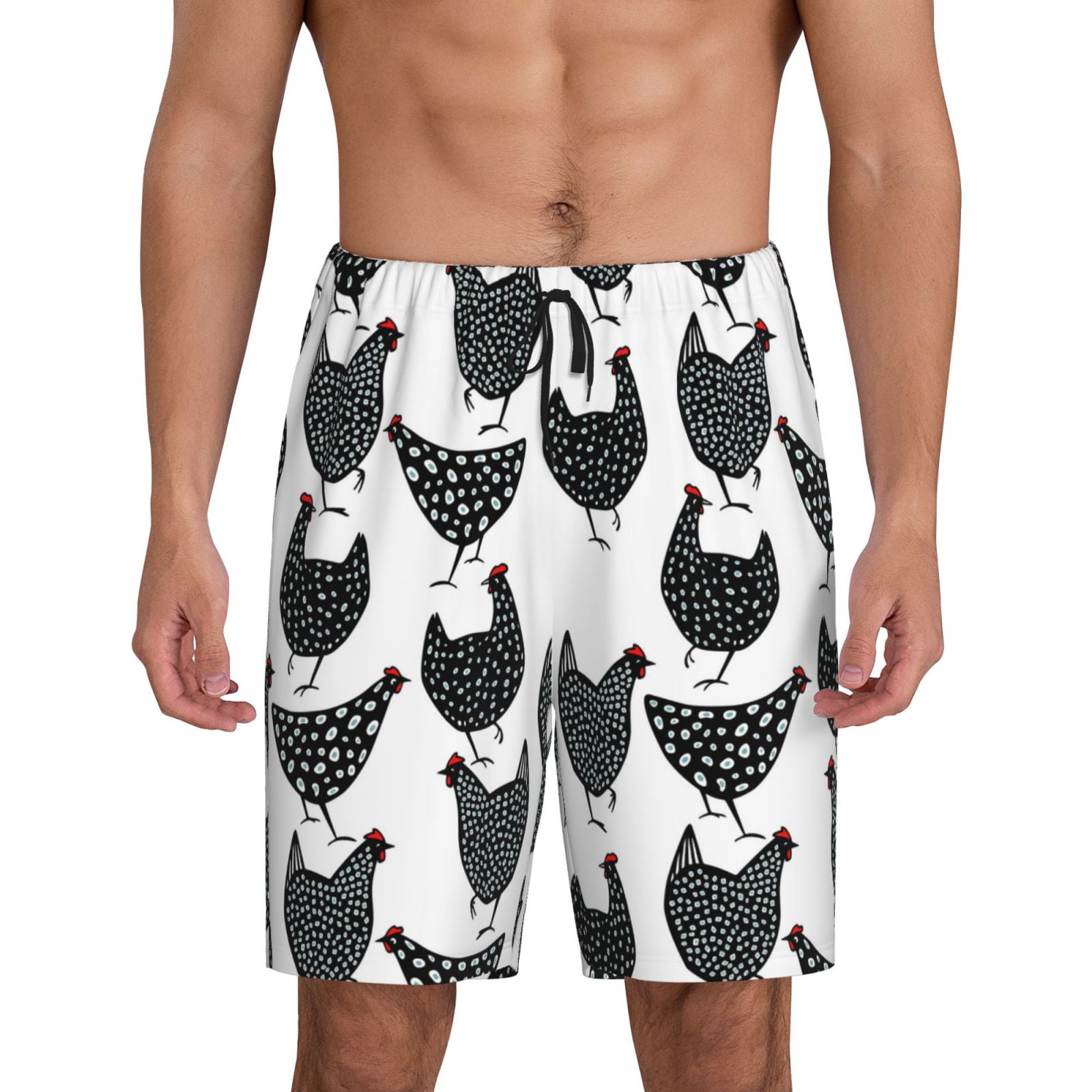 JUNZAN Retro Rooster Pattern Sleep Pajama Shorts for Men,Men's Pajama ...