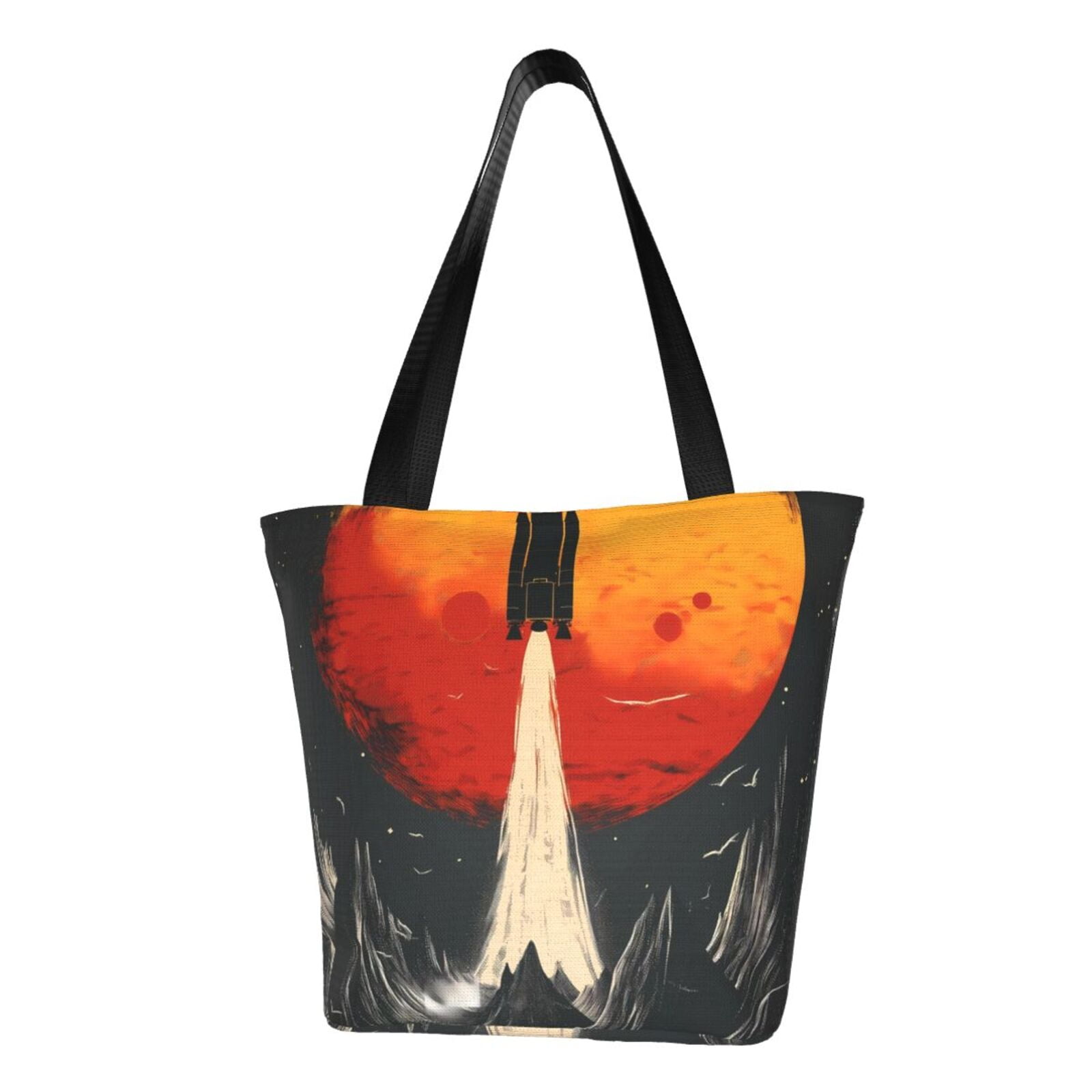 JUNZAN Retro Space Rocket Launch for Shoulder Bag for Women,Tote Bag ...