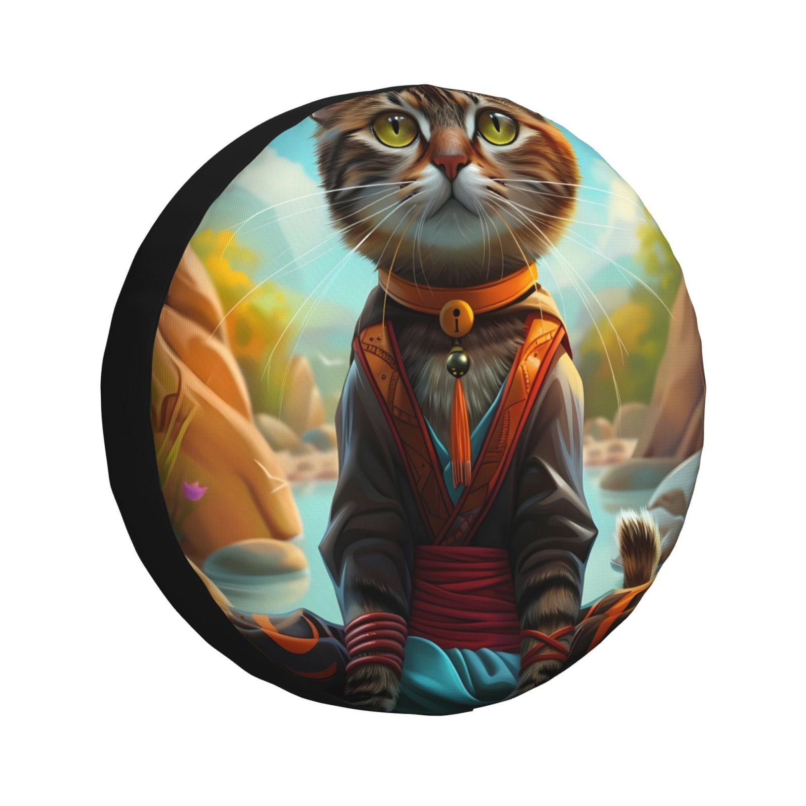 JUNZAN Riverside Meditating Cat Tire Cover Wheel Protector for Truck ...