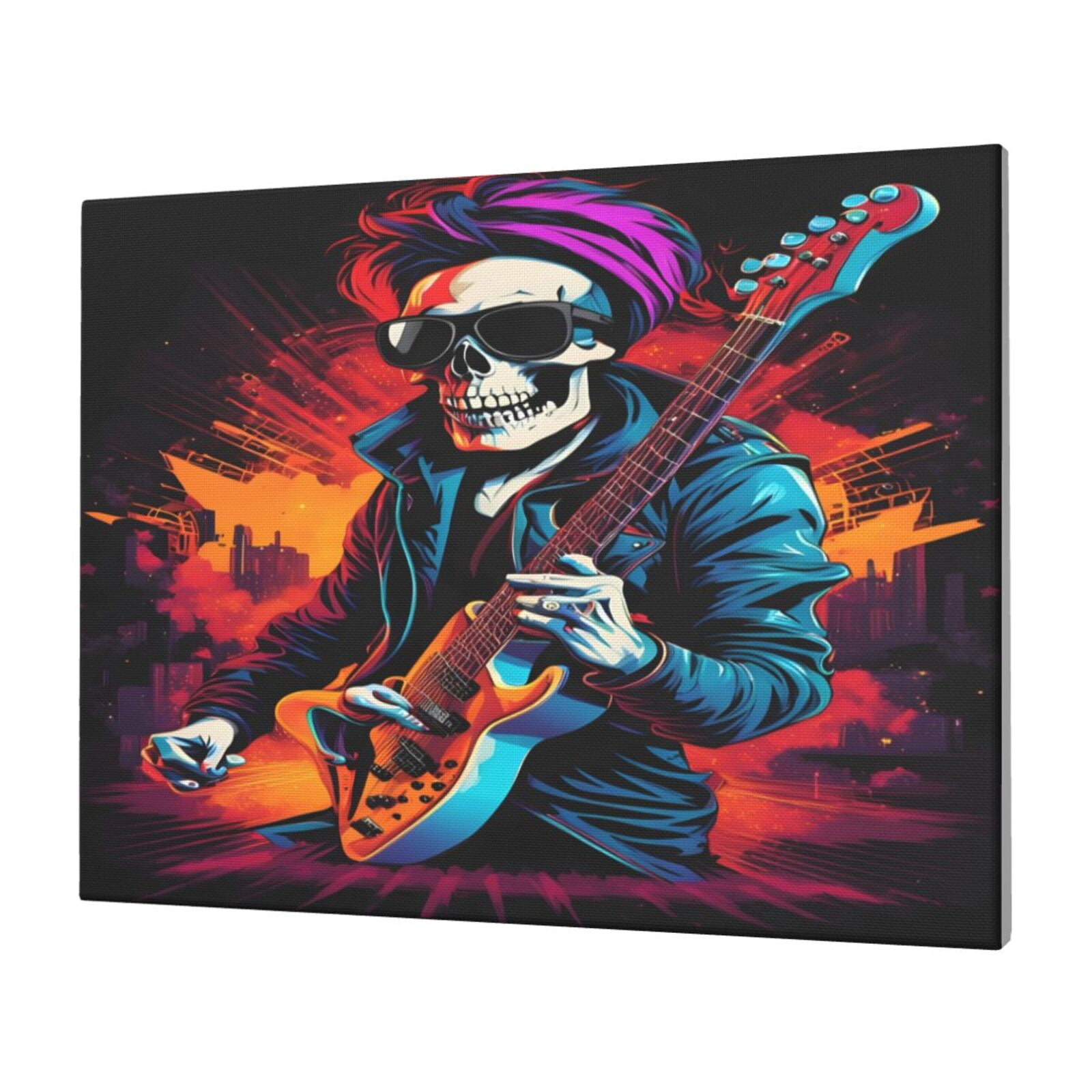 JUNZAN Rock Skull Singer Pattern Canvas Wall Art Prints,Wall Art Decor ...